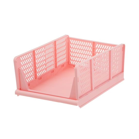 Your Zone Collapsible Stacking Plastic Storage Bin, Pink - Walmart.com