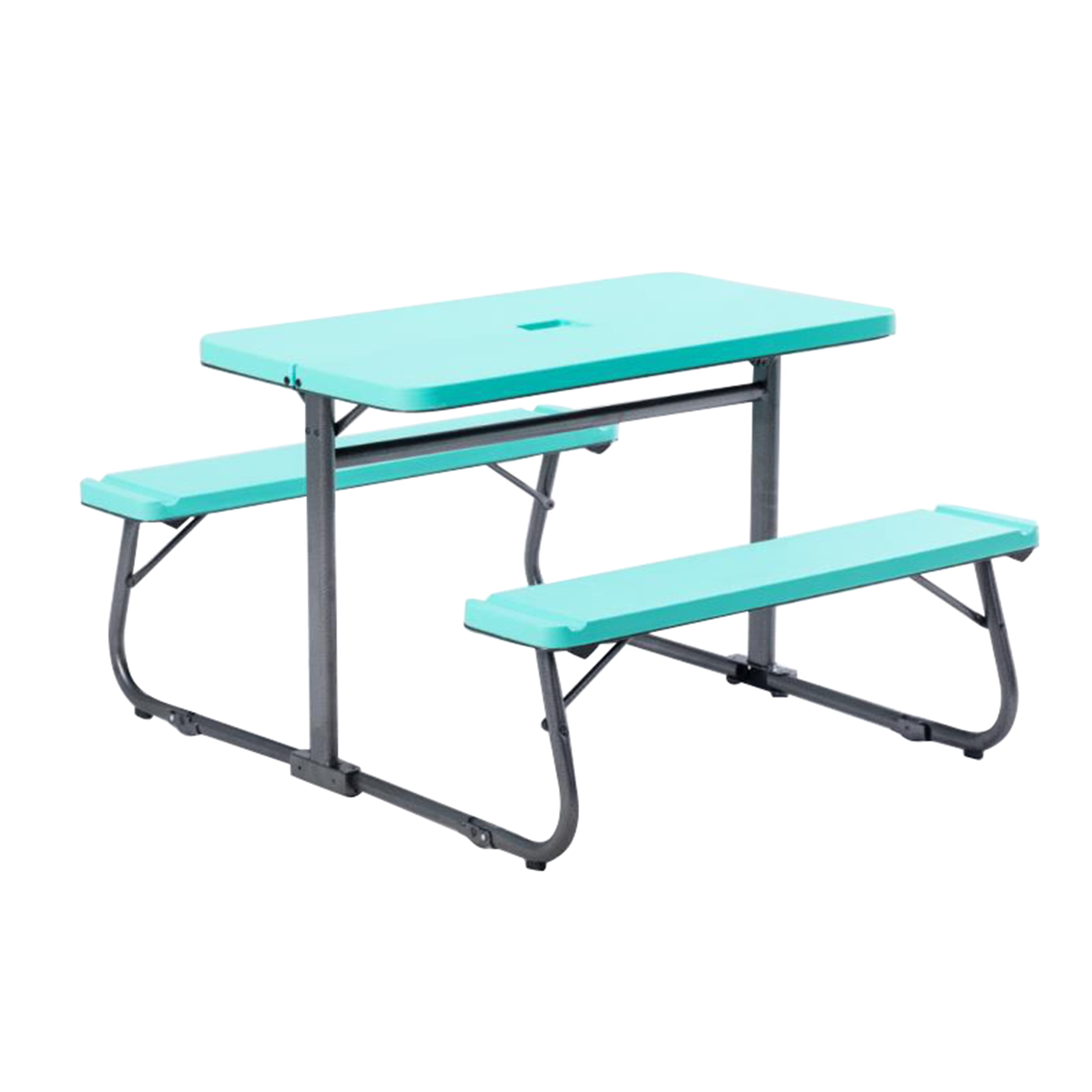 Your Zone Folding Kid's Picnic Activity Table for Ages 3-8, Teal ...