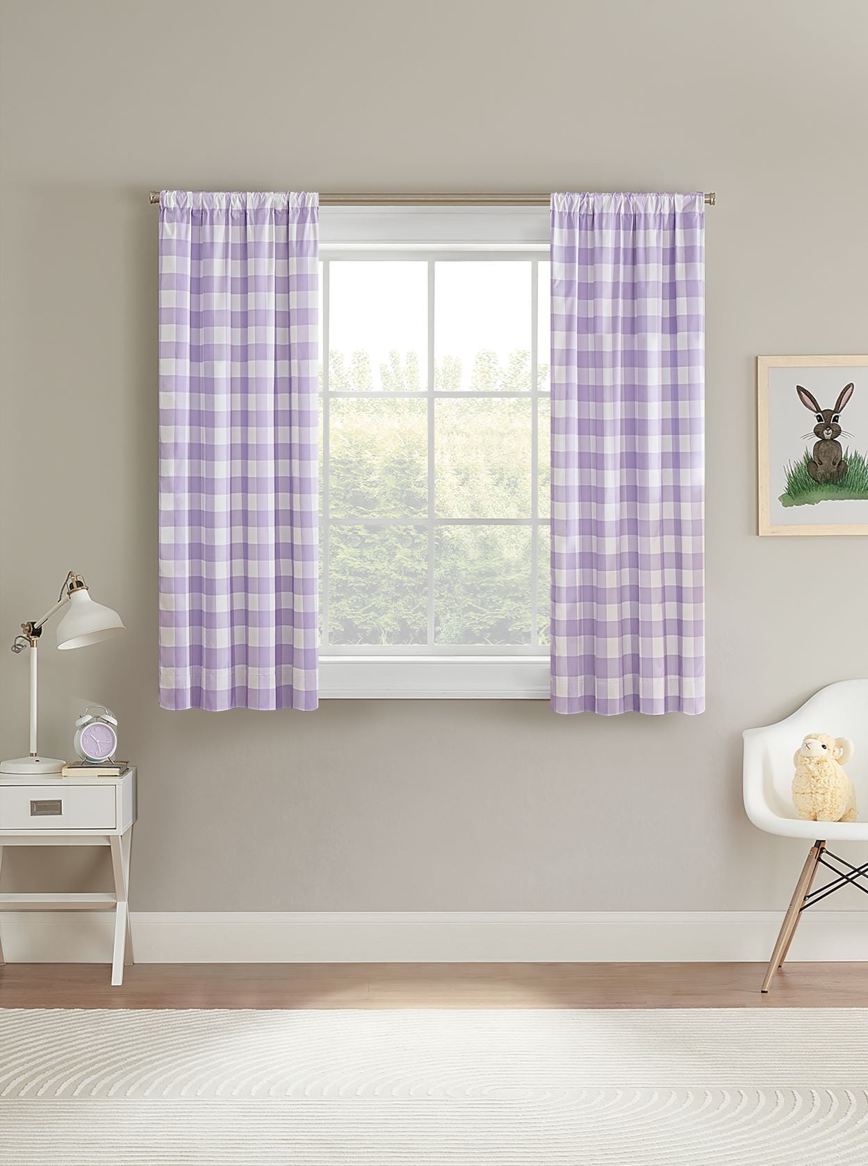 Your Zone Gingham Plaid Blackout Curtain Panel - Lilac - Walmart.com