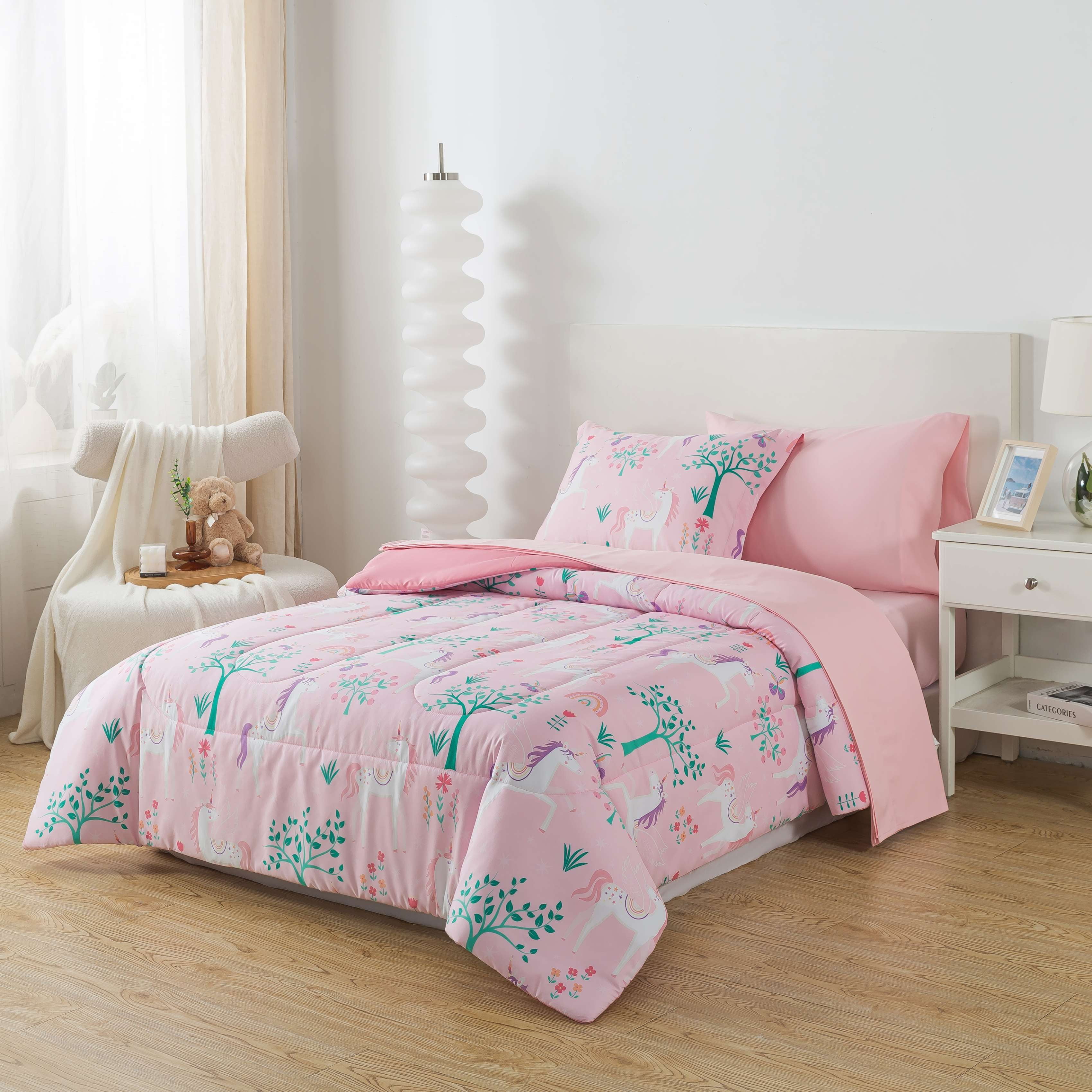 Free Shipping! Your Zone Glow in the Dark Pink Unicorn Bedding Set for ...