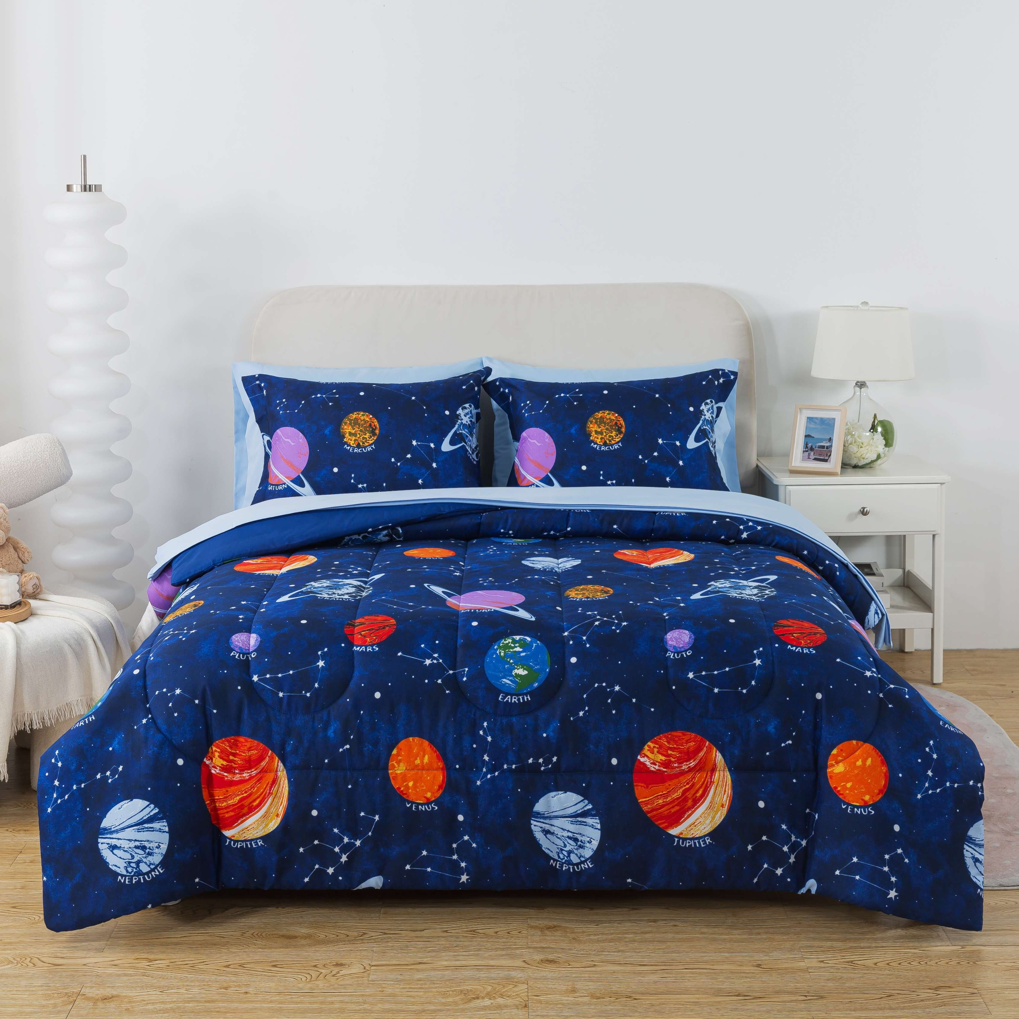 Your Zone Glow-in-the-Dark Space Full 7-Piece Bedding Set for Kids ...