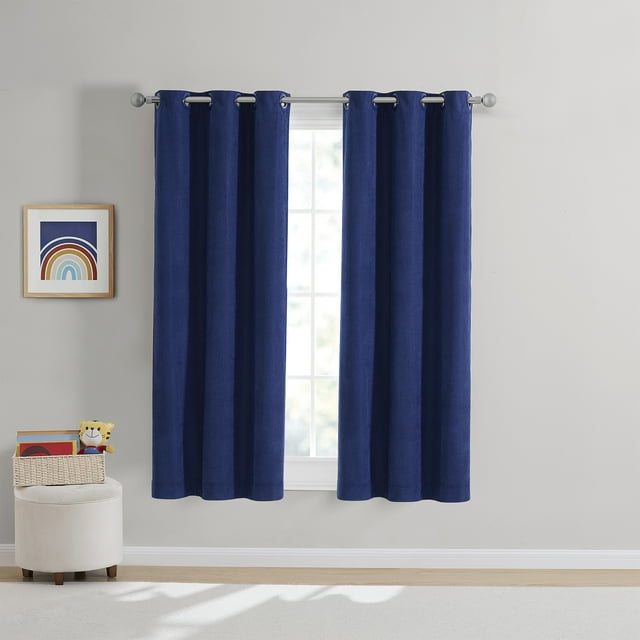 Your Zone Kids' Corduroy Blackout Curtain Panel, 1 Panel, Blue, 38" W x ...