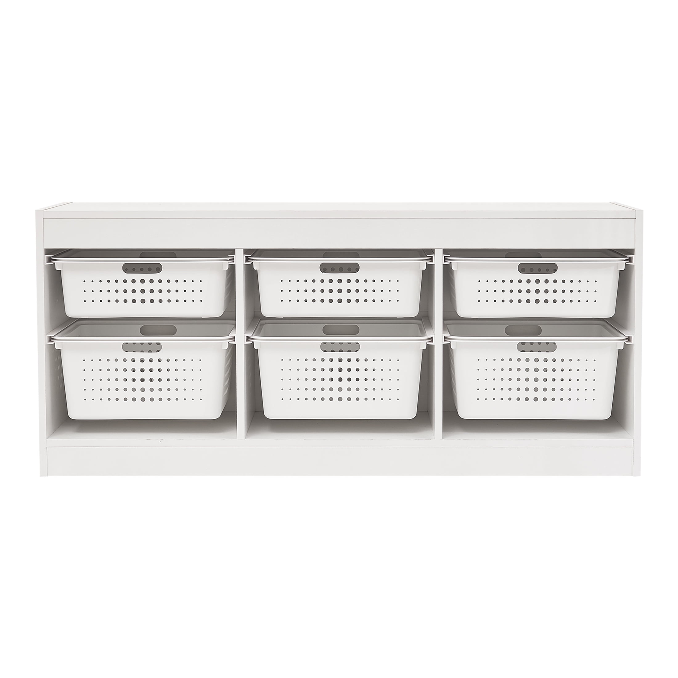 Your Zone Wooden Kids Horizontal Sliding Bin Organizer with 6 Storage ...