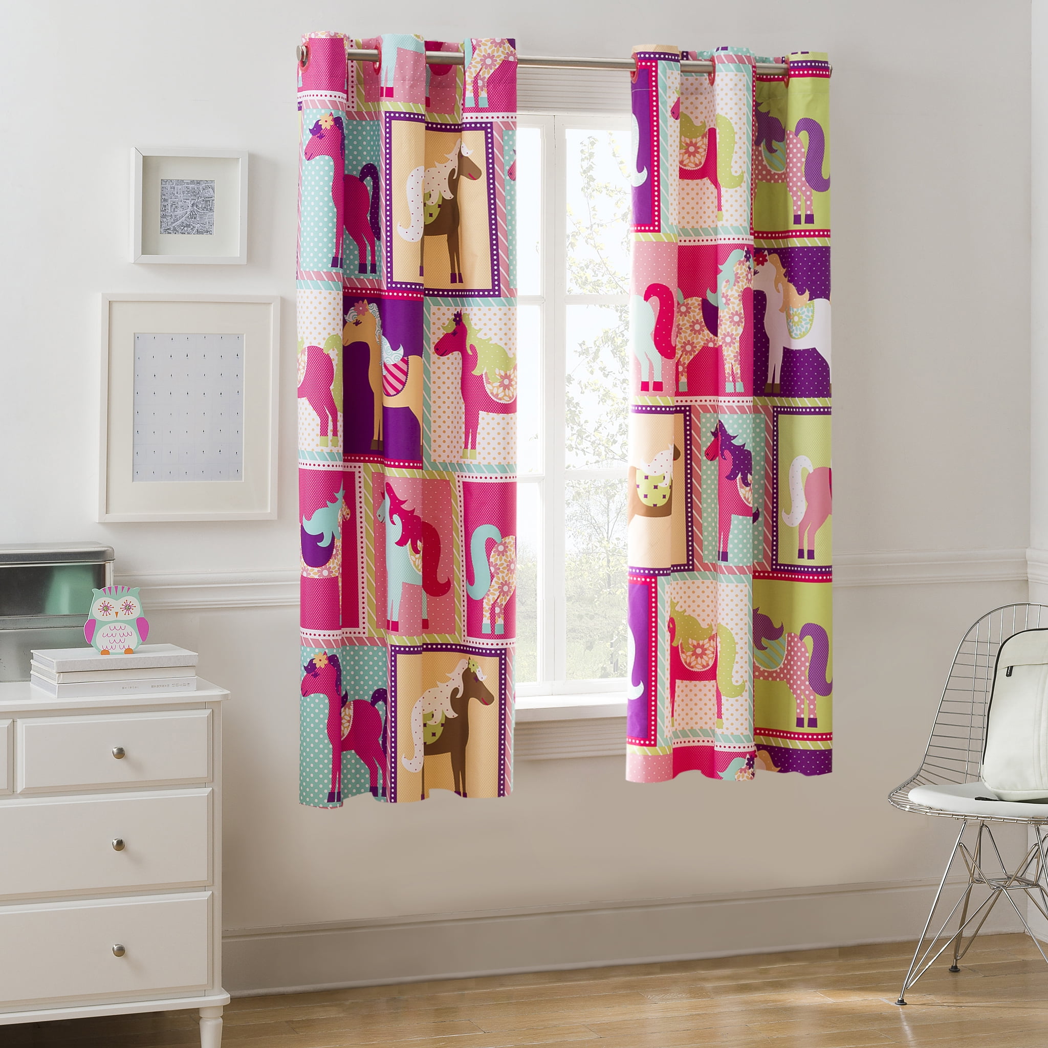 Kids Pink Horsey Room Darkening Curtain - 42 x 63 - Walmart.com