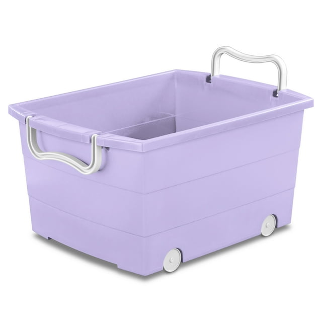 Your Zone Kids Rolling Toy Storage Bin with Handles, Purple - Walmart.com