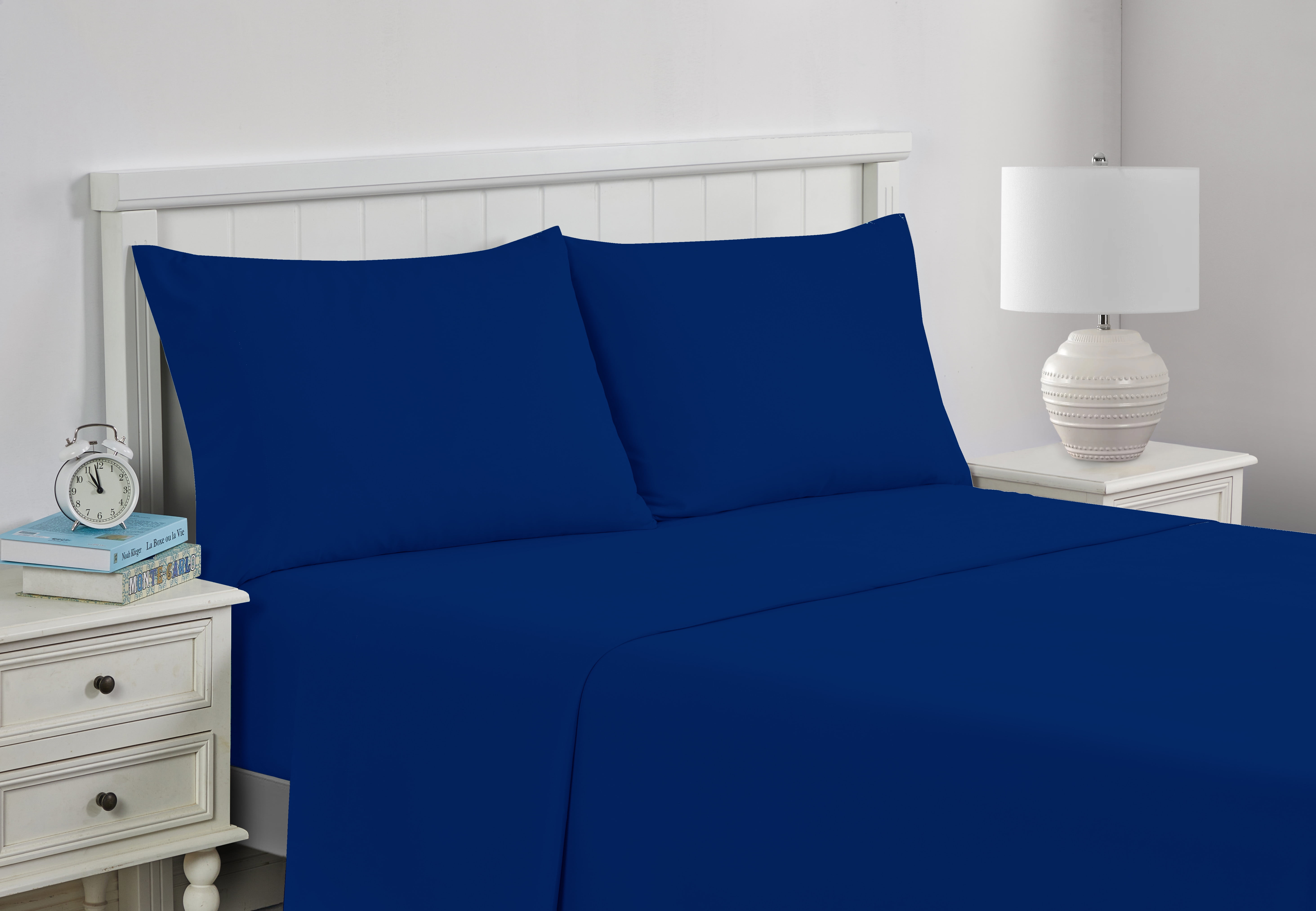 Your Zone Kids Microfiber Queen Sheet Set, Dark Blue, 4 Pieces, Wrinkle ...