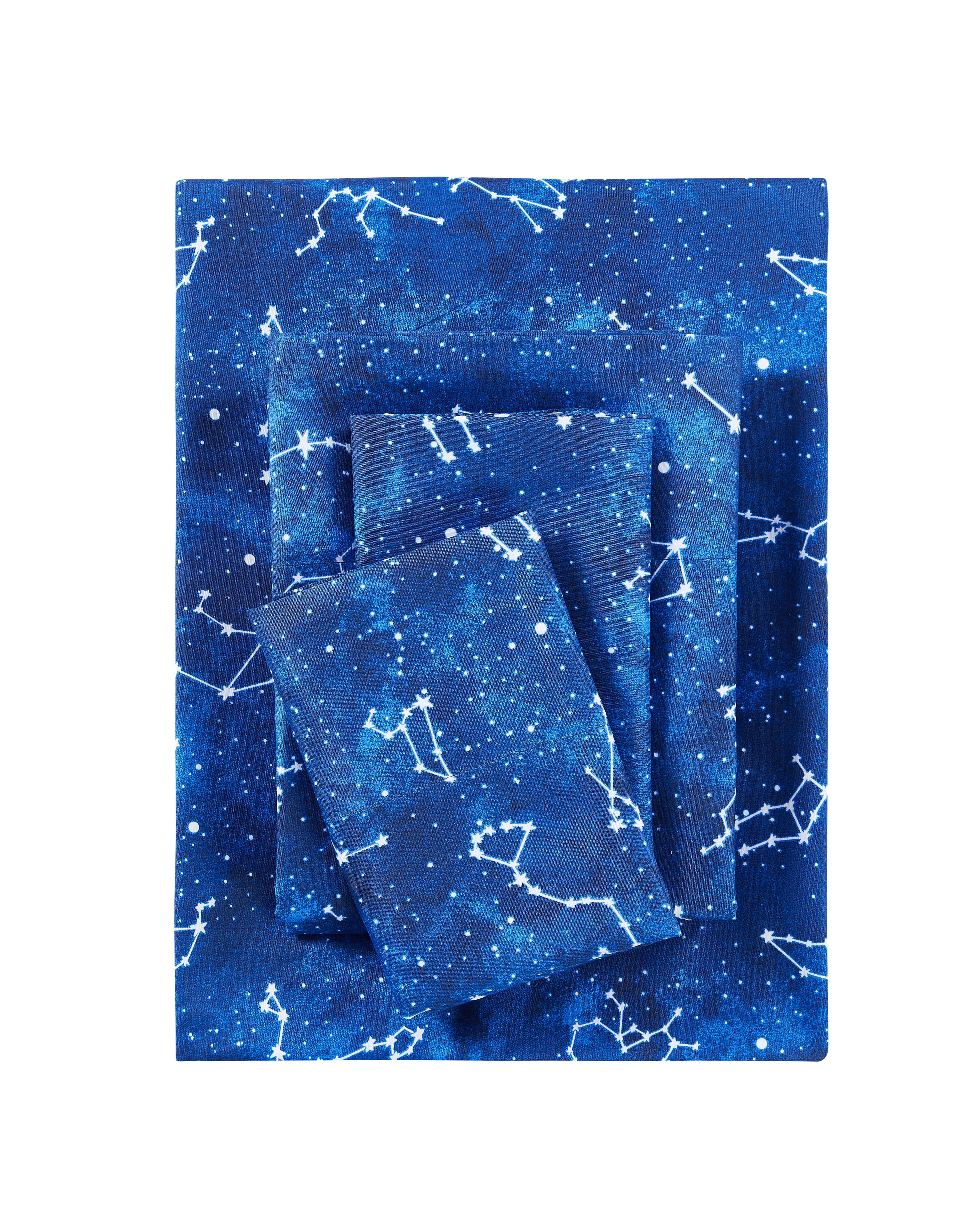 Your Zone Kids Microfiber Sheet Set Navy Blue Stars Full 4 Pieces Easy ...