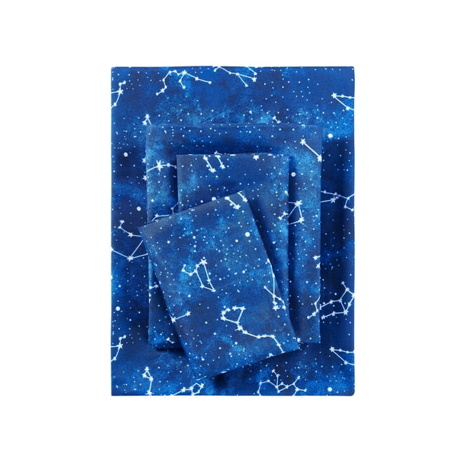 Your Zone Kids Soft Microfiber Sheet Set, Navy Blue Stars, Full, 4 ...