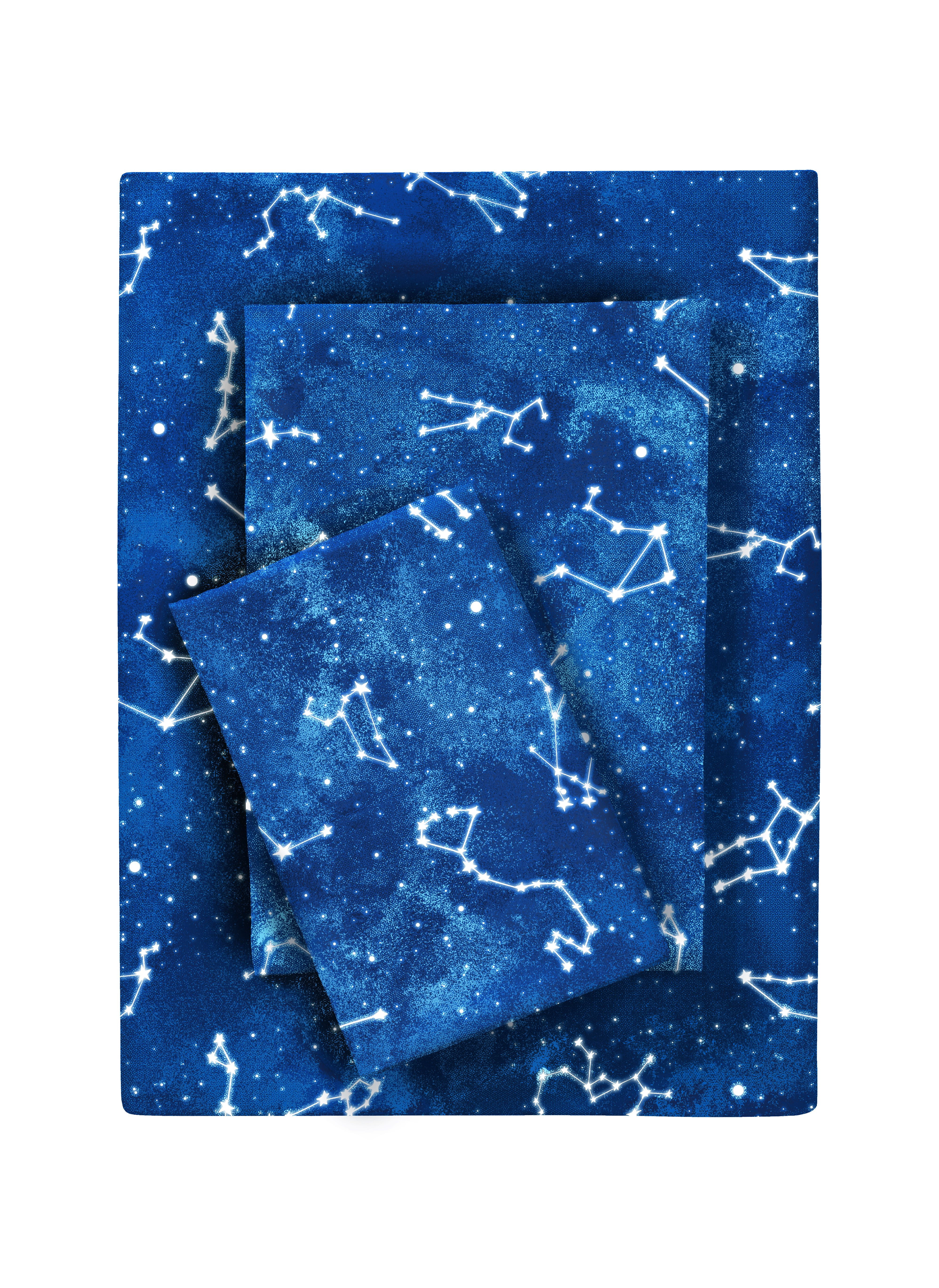 Your Zone Kids Microfiber Sheet Set Blue Stars Twin 3 Piece Soft ...