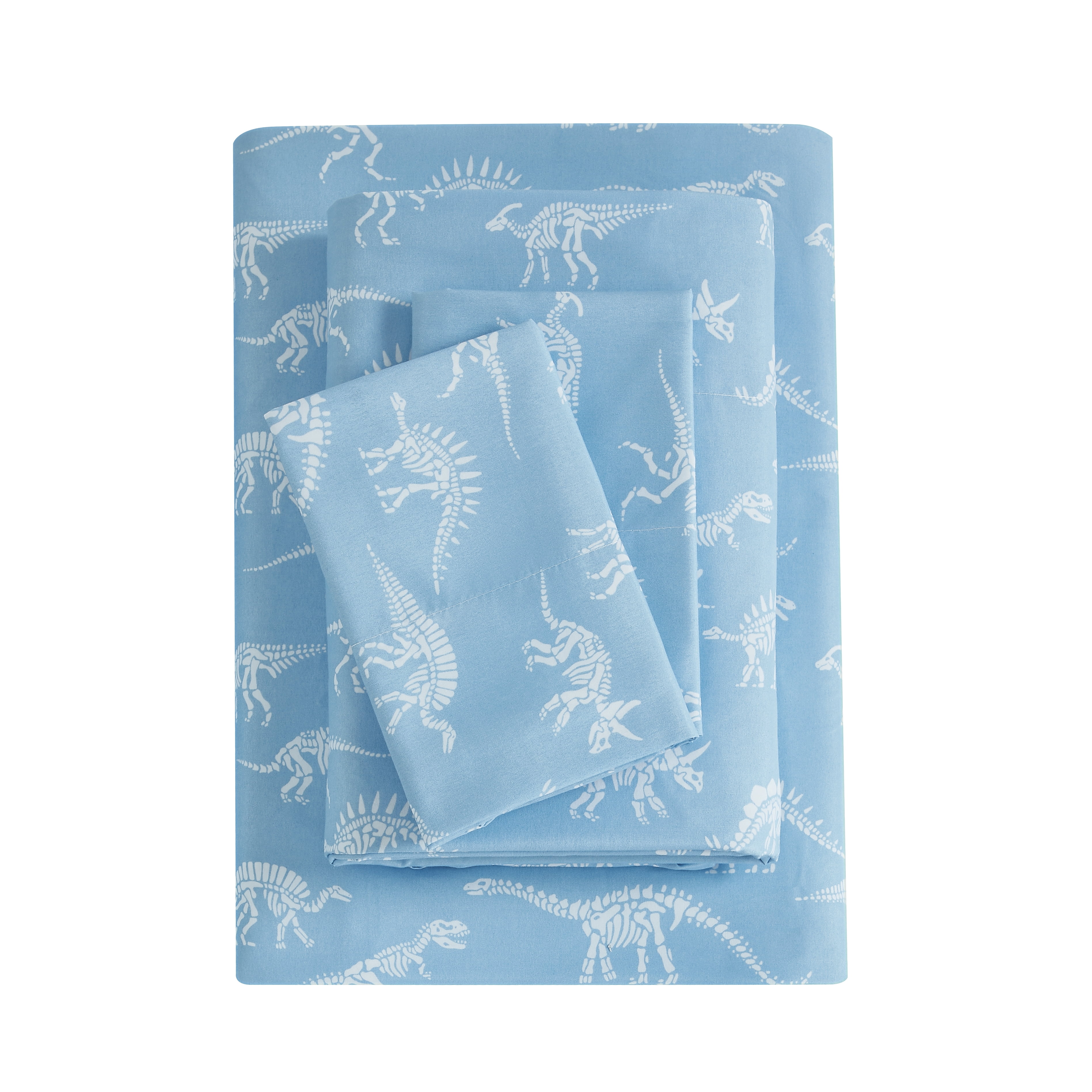 Your Zone Kids Super Soft Microfiber Sheet Set Full, Blue Dino, 4 Piece ...