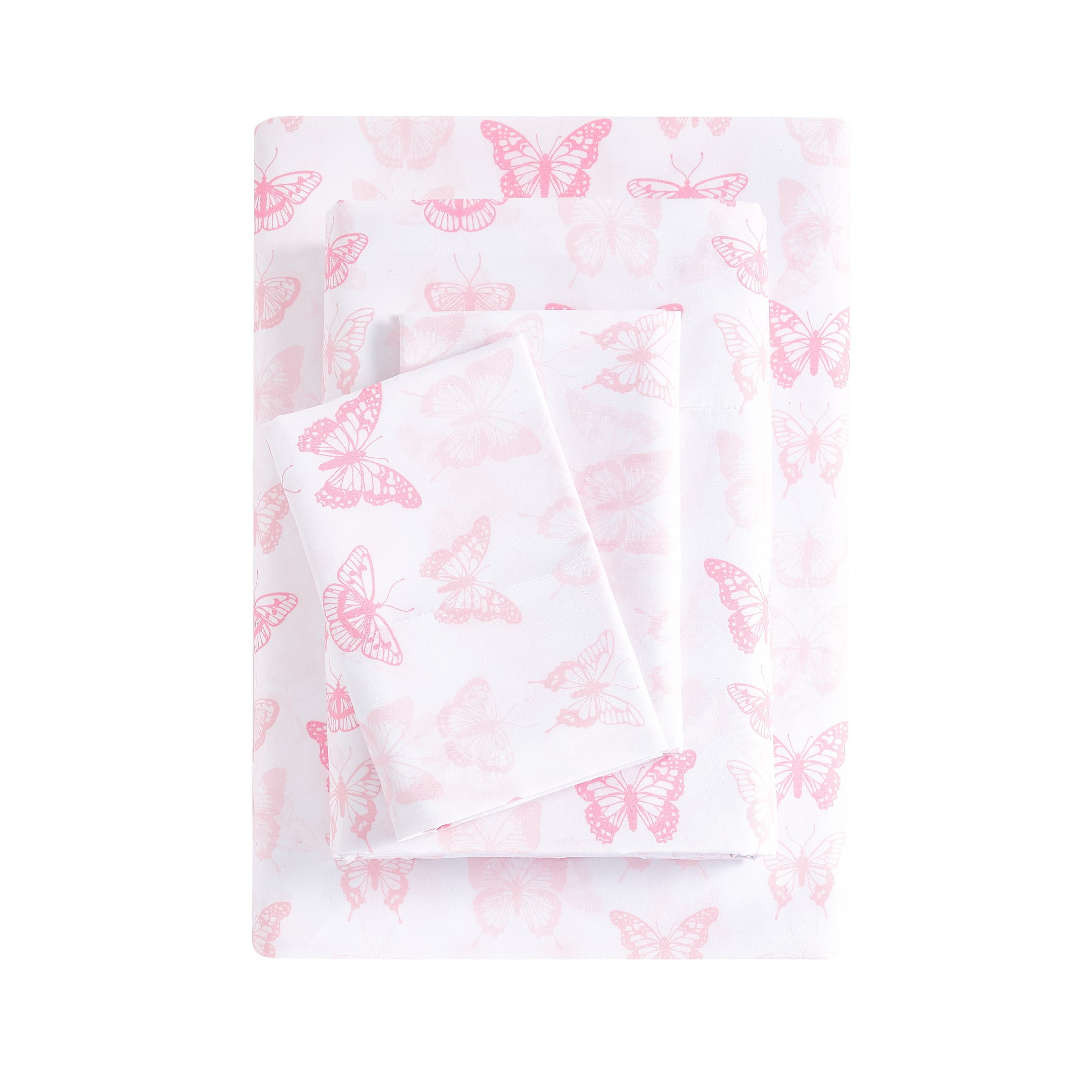 Your Zone Kids Super Soft Microfiber Sheet Set Full, Pink Butterfly, 4 ...