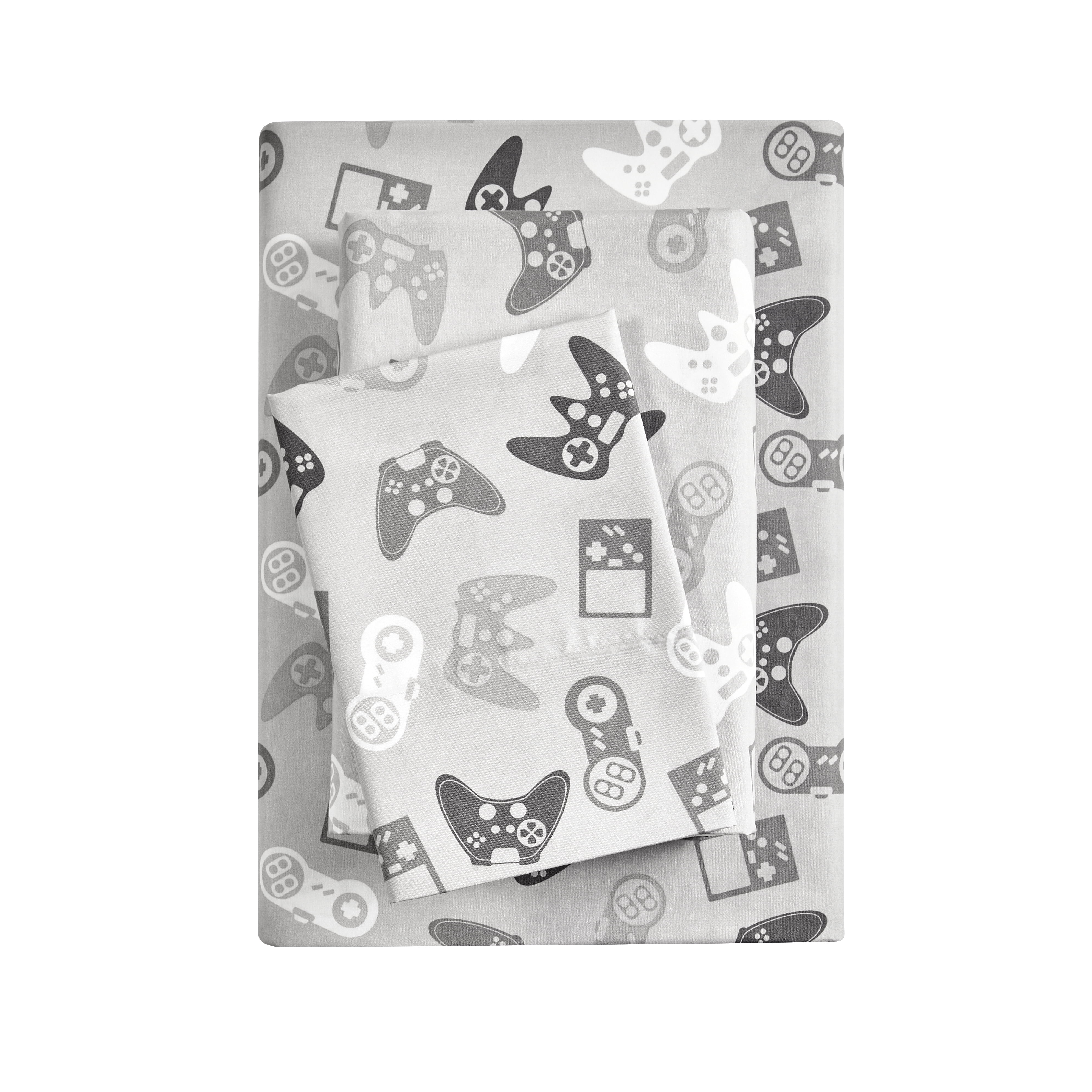Your Zone Kids Super Soft Microfiber Sheet Set, Gray Gamer, Twin, 3 ...