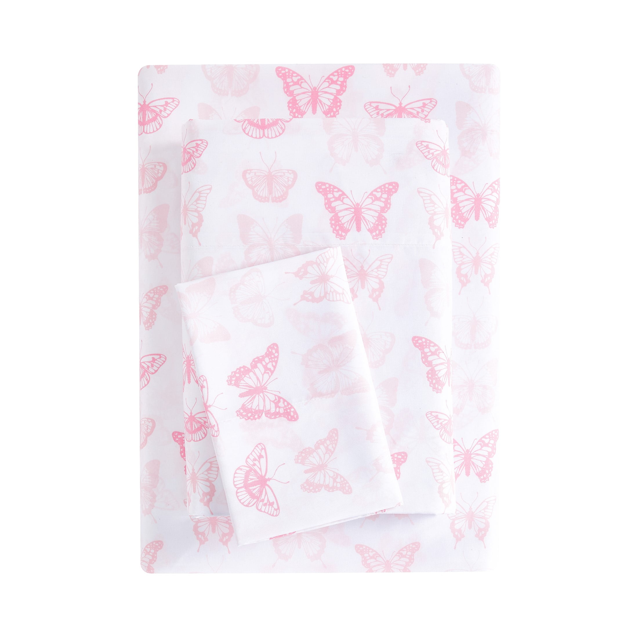 Your Zone Kids Super Soft Microfiber Sheet Set Twin, Pink Butterfly, 3 ...