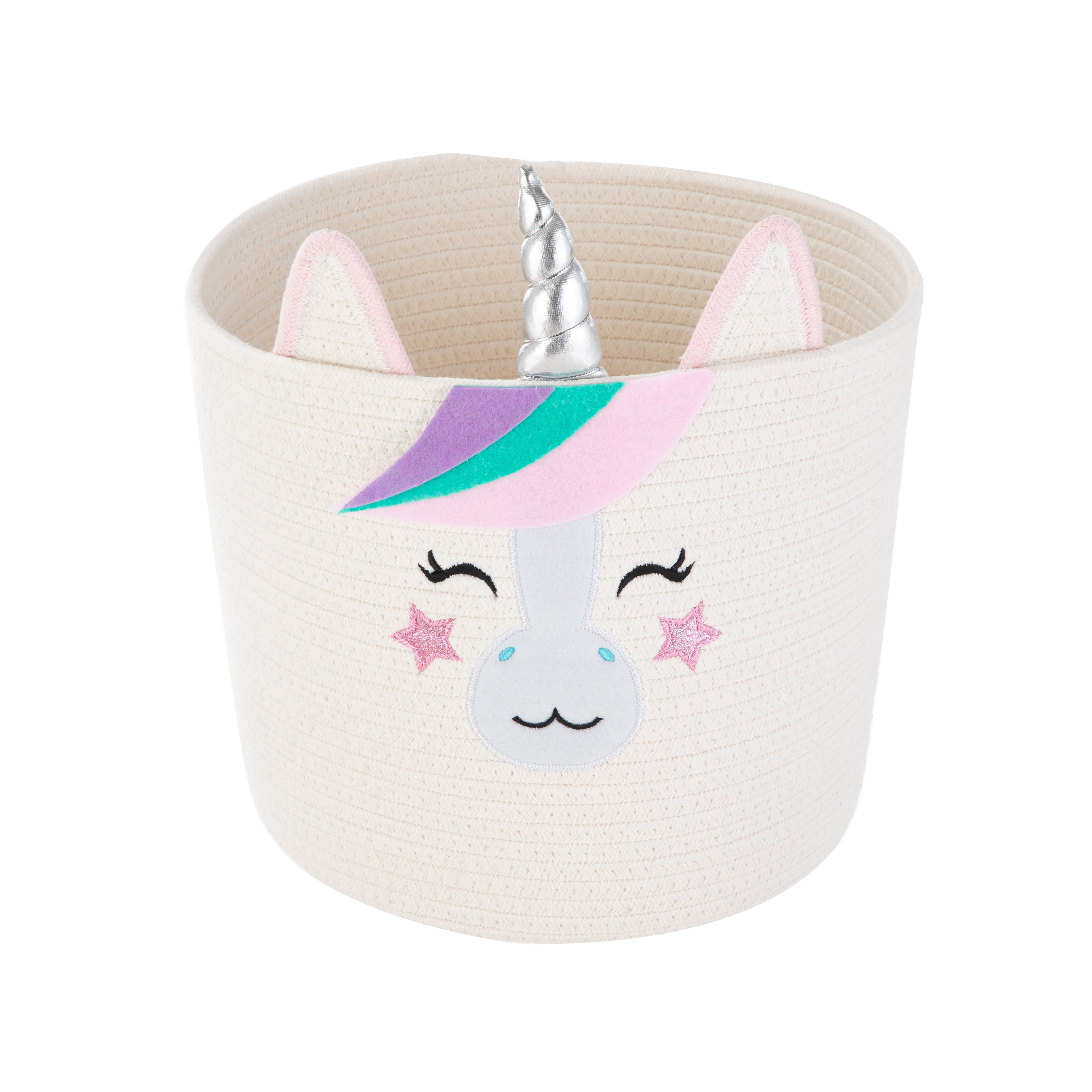 Your Zone Kids Unicorn Cotton Rope Round Storage Bin, Lightweight ...