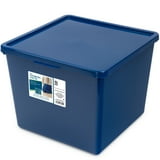 Your Zone Large Plastic Stacking Storage Bin with Lid, Blue, Kids and ...