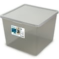 Your Zone Plastic Large Tinted Stacking Storage Bin with Lid, Grey ...