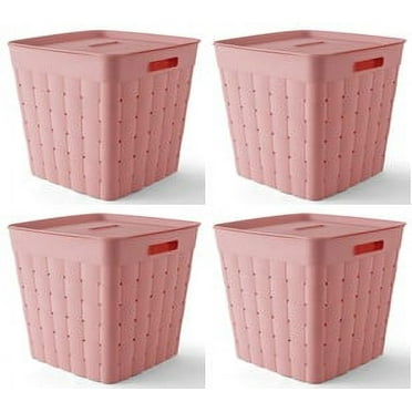 Sterilite Stackable 18 Gallon Carry Bin Tote Box Blush Pink Set of 6 ...