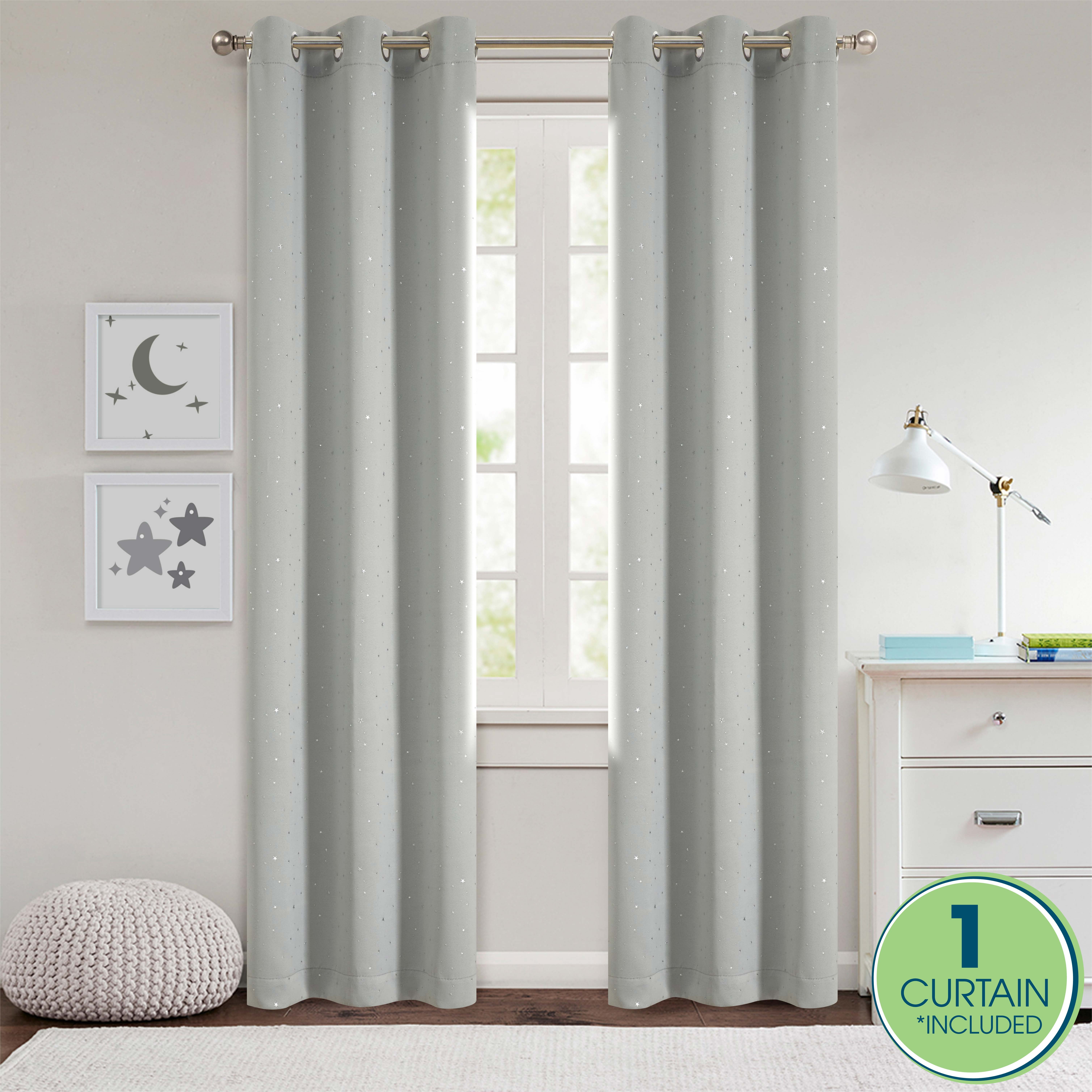 Your Zone Blackout Grommet Curtain Panel, 1 Panel, Grey/Metallic Star ...