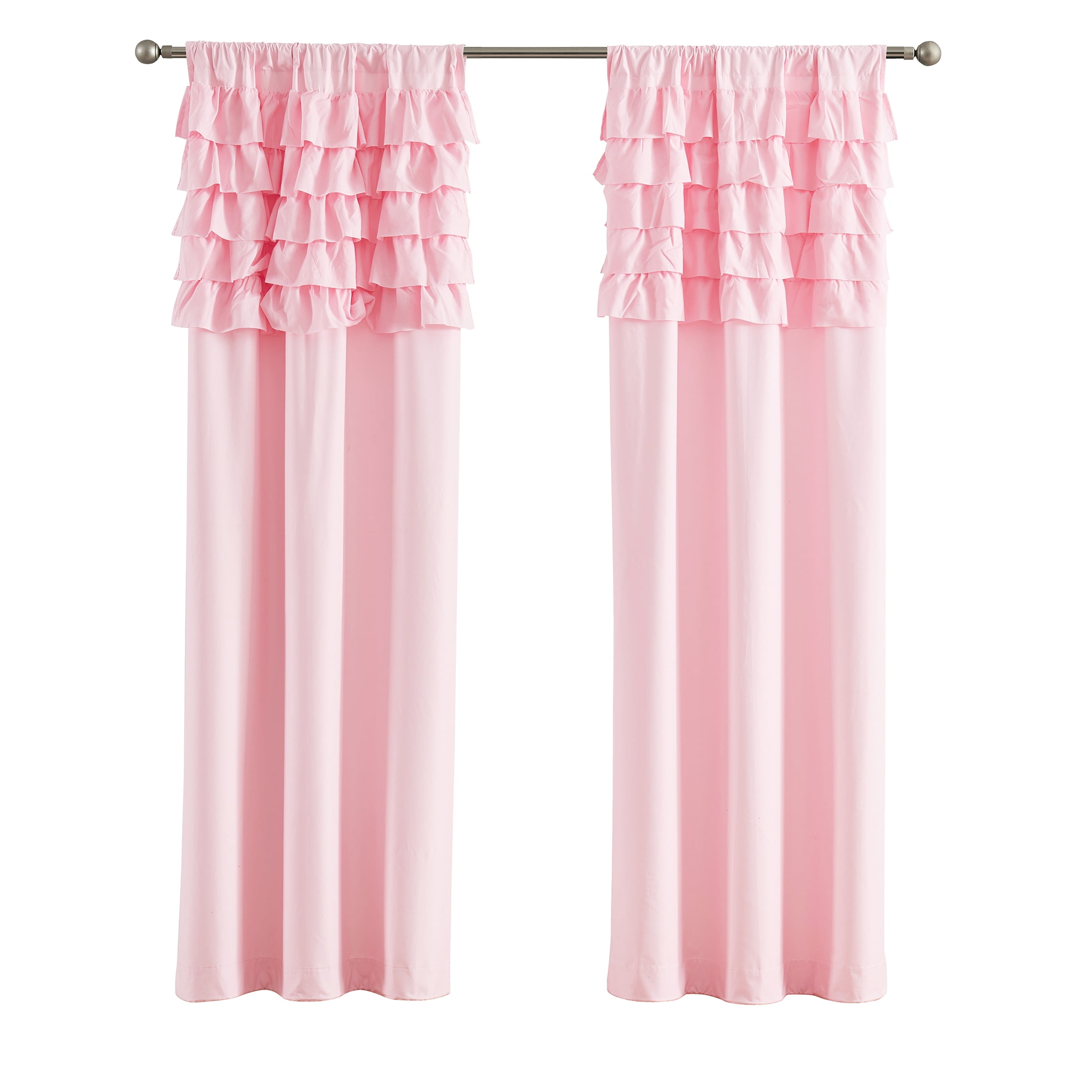 Your Zone Reversible Ruffle Blackout Curtain Panel, 1 Panel, Pink, 37 ...