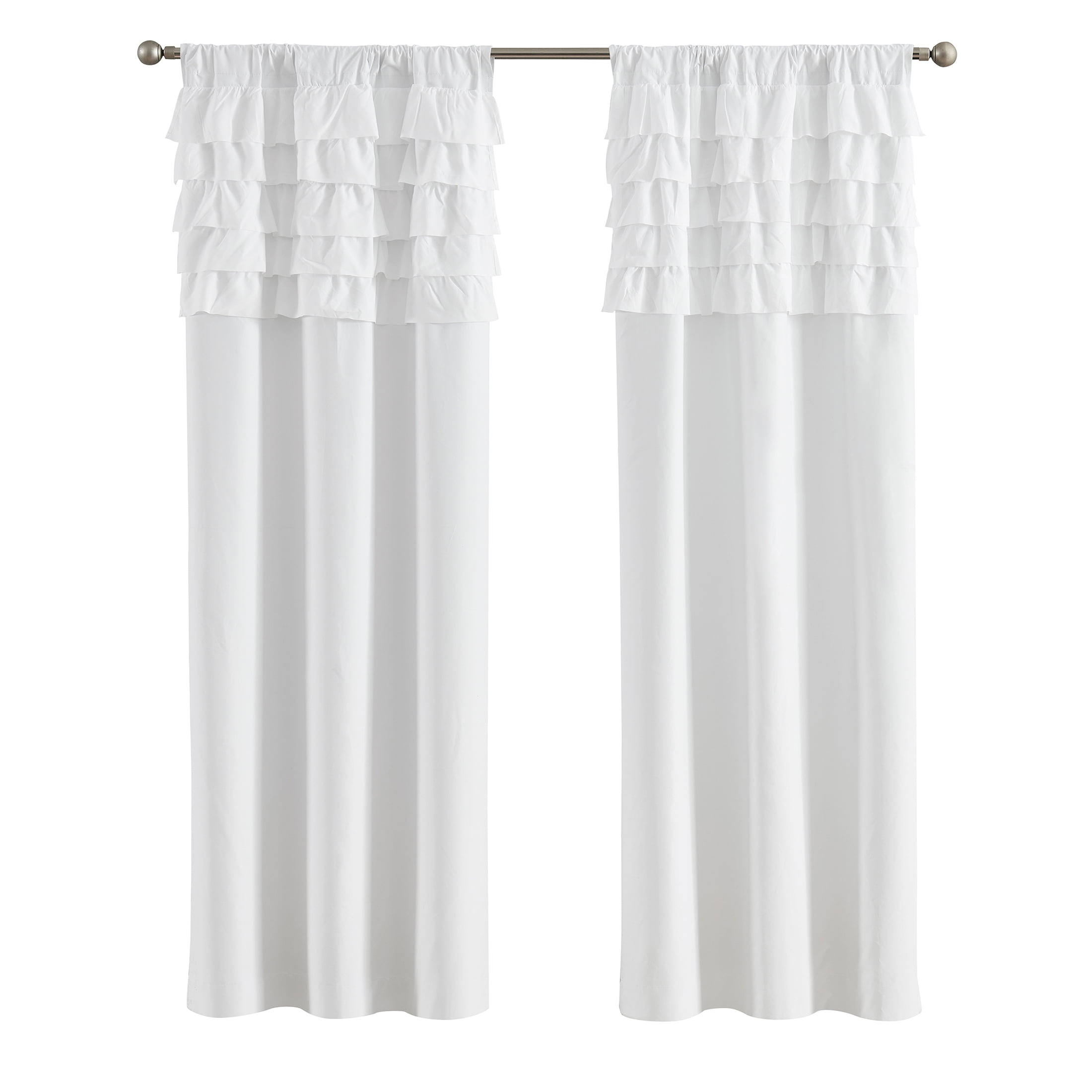 Your Zone Reversible Ruffle Blackout Curtain Panel, 1 Panel, White, 37 ...