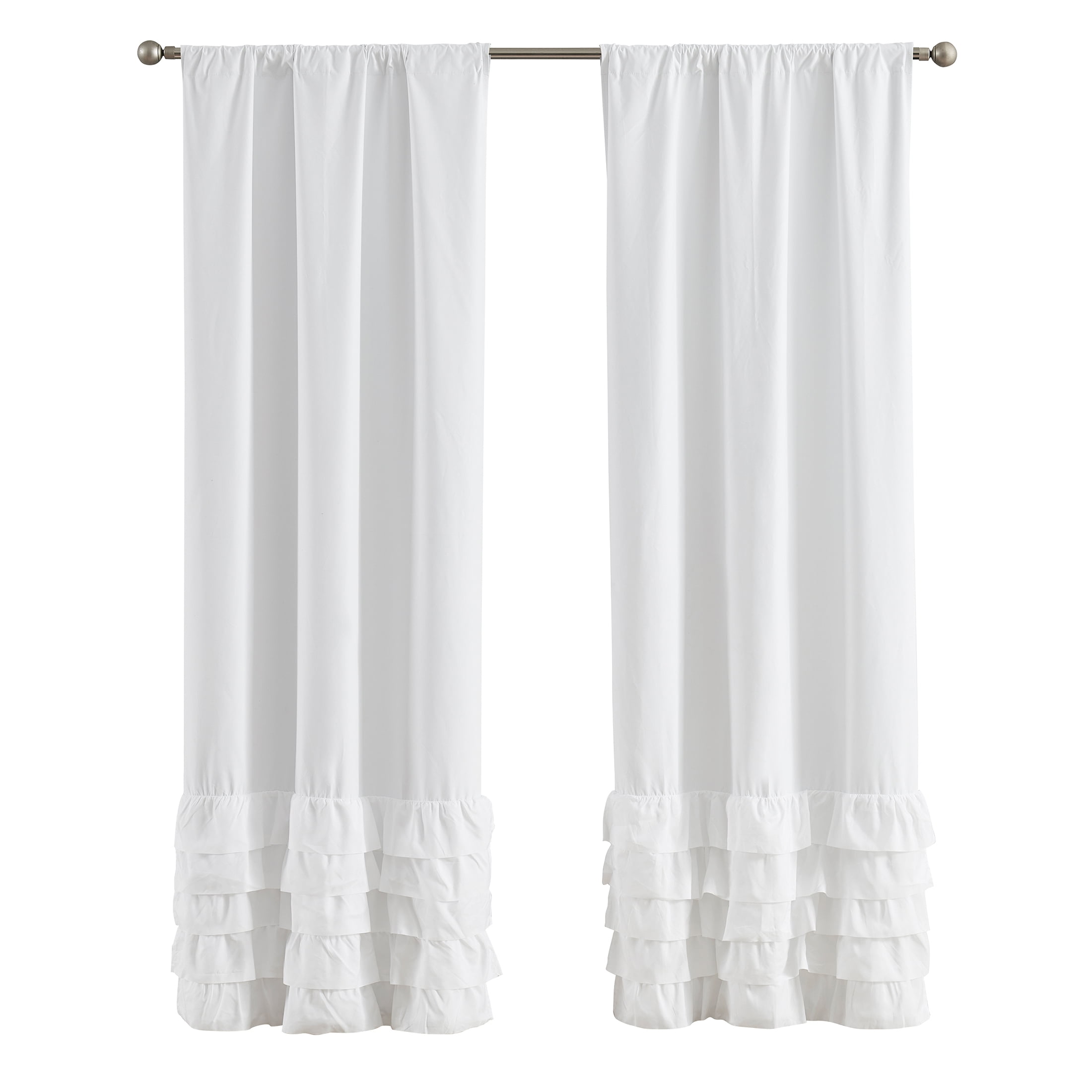 Your Zone Reversible Ruffle Blackout Curtain Panel, 1 Panel, White, 37 ...