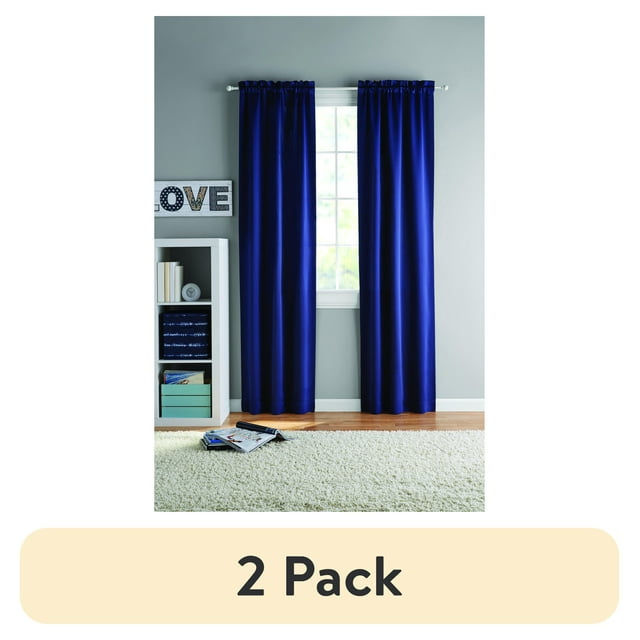 (2 pack) Your Zone Solid Blackout Rod Pocket Curtain Panel Pair, Set of ...