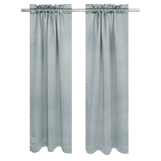 Your Zone Solid Blackout Rod Pocket Polyester Curtain Panel Pair, Soft ...
