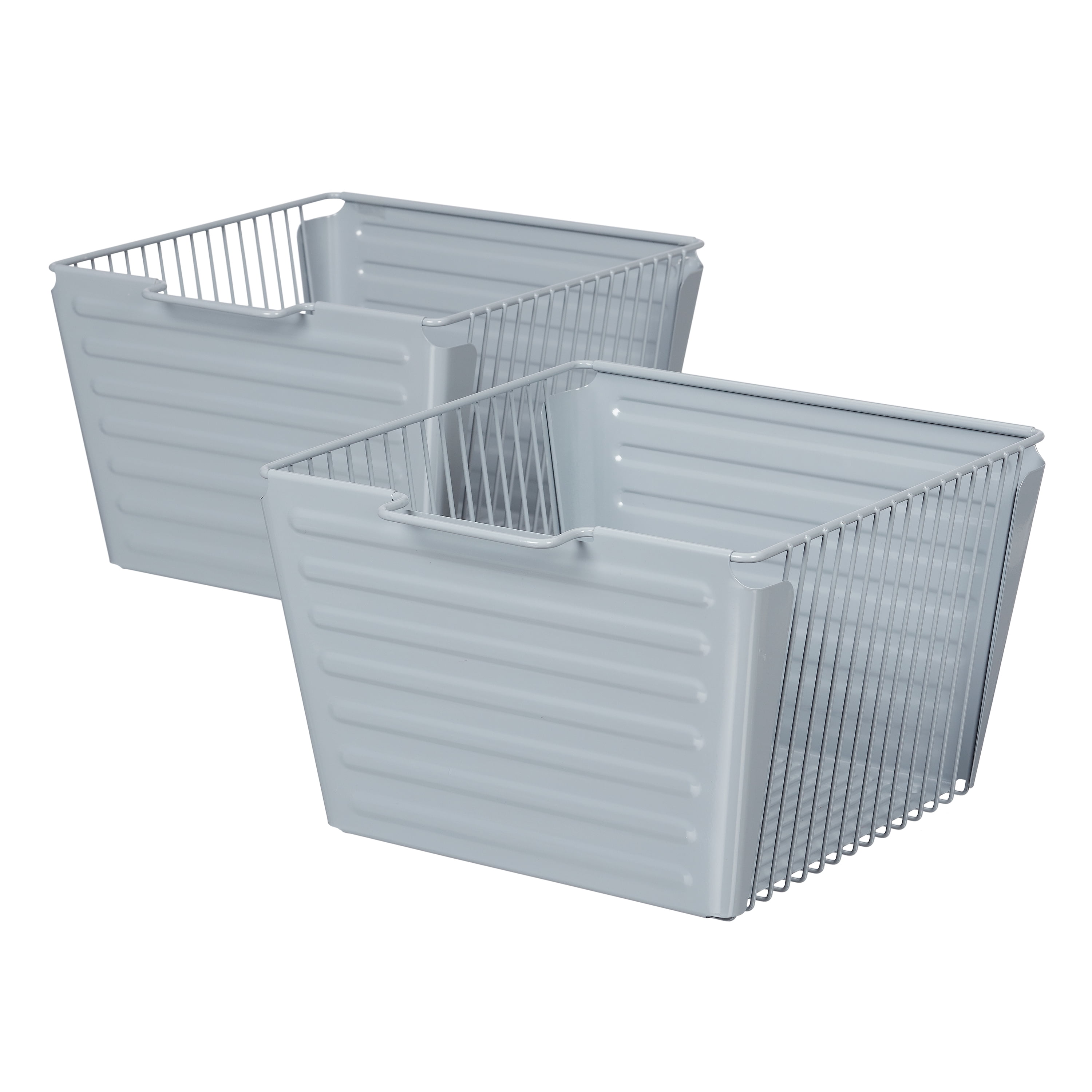 Your Zone Stamped Sheet Metal Basket Pack of 2 Soft Silver - Walmart.com