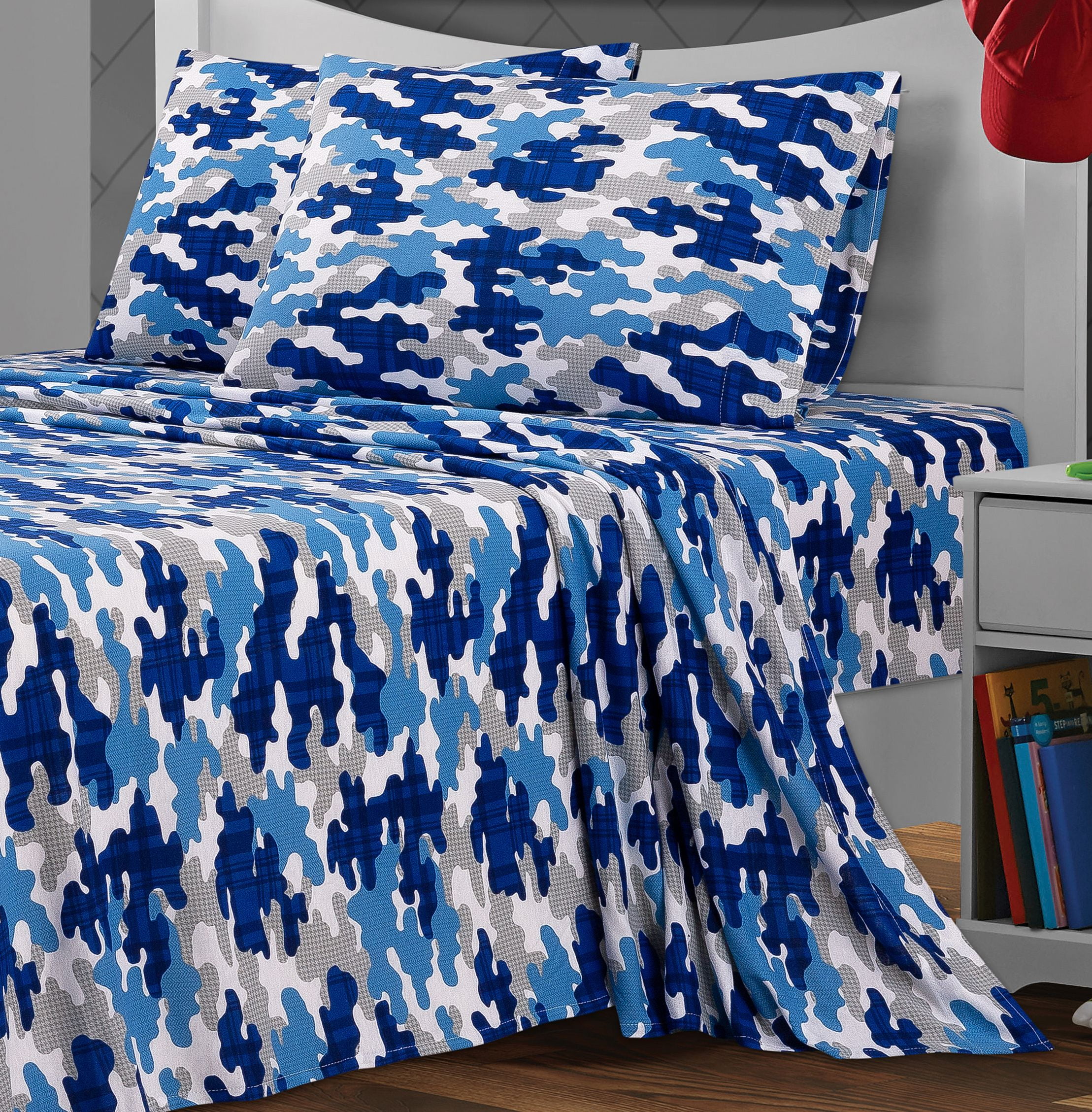 Your Zone Teens Jersey Camo Sheet Set, Full, Blue, 4 Pcs - Walmart.com