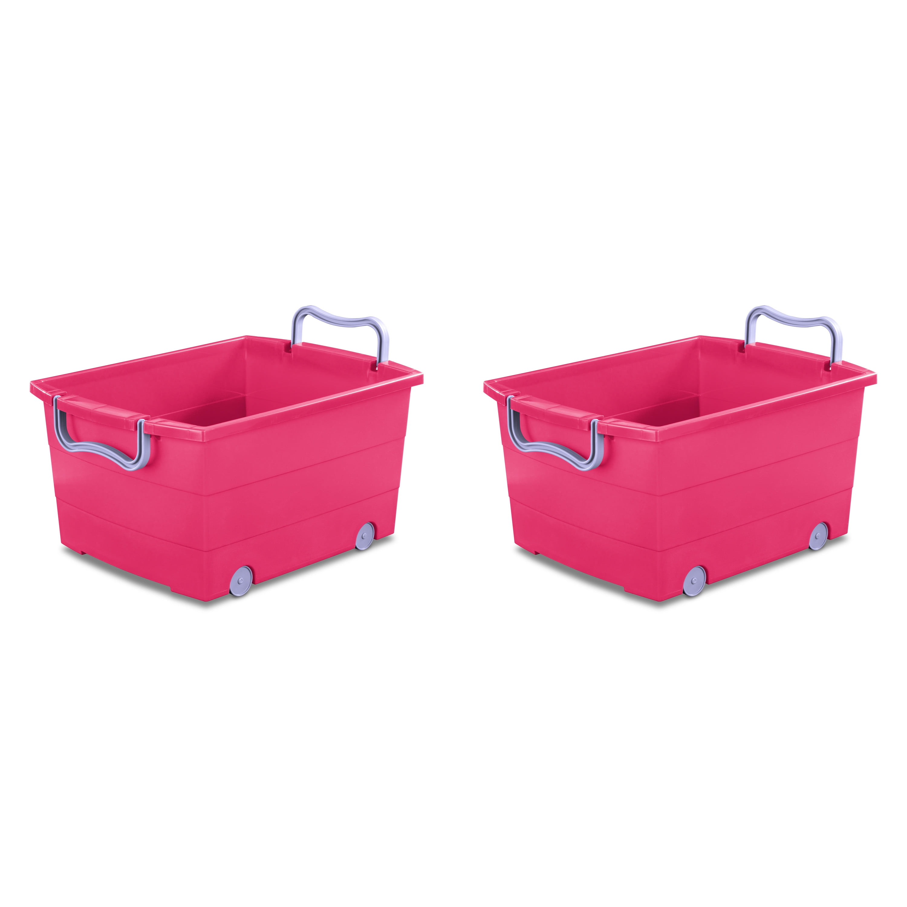 Your Zone Wheeled Stacking Bin Fuchsia Burst Set of 2 - Walmart.com