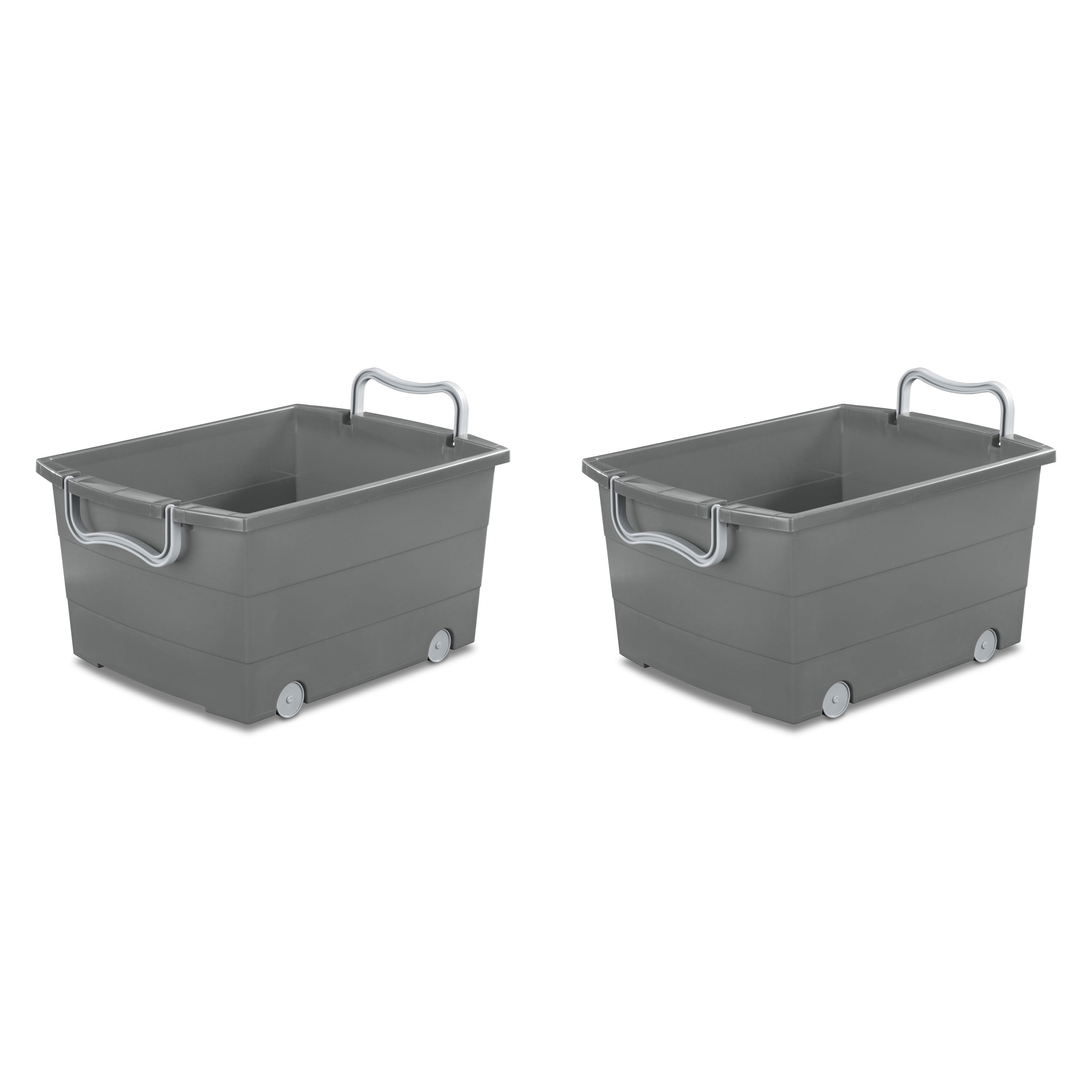 Your Zone Wheeled Stacking Bin Plastic, Gray Flannel, Set of 2 ...