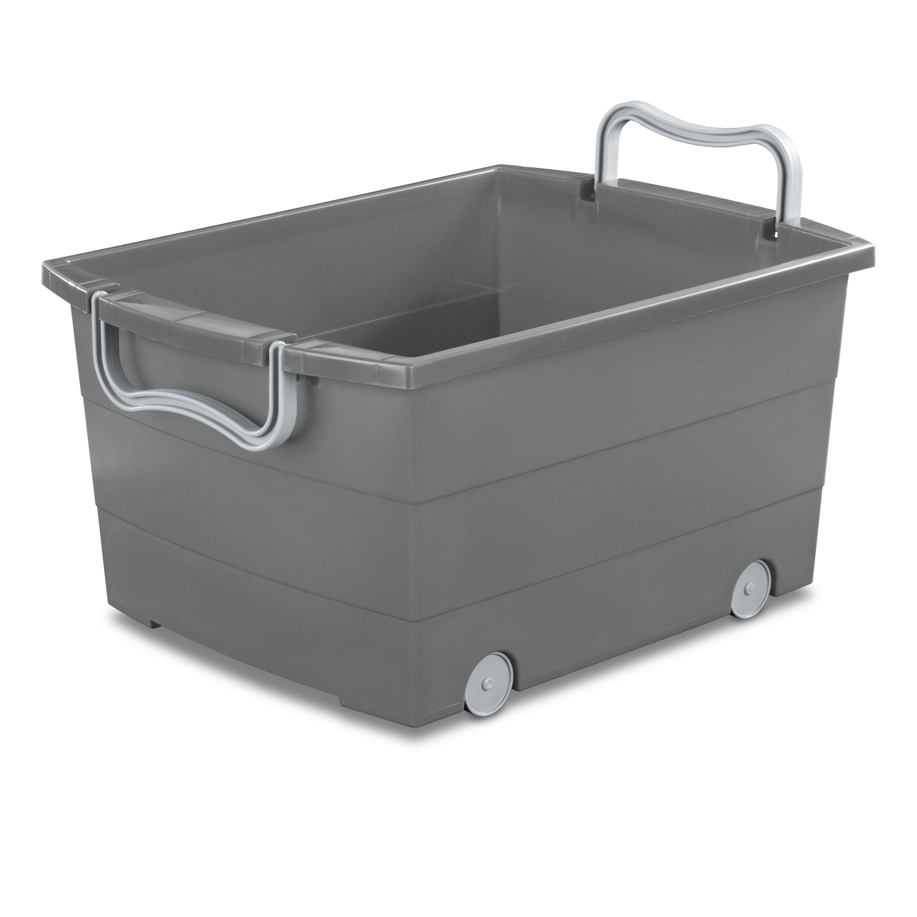 Your Zone Wheeled Stacking Bin Plastic, Gray Flannel - Walmart.com