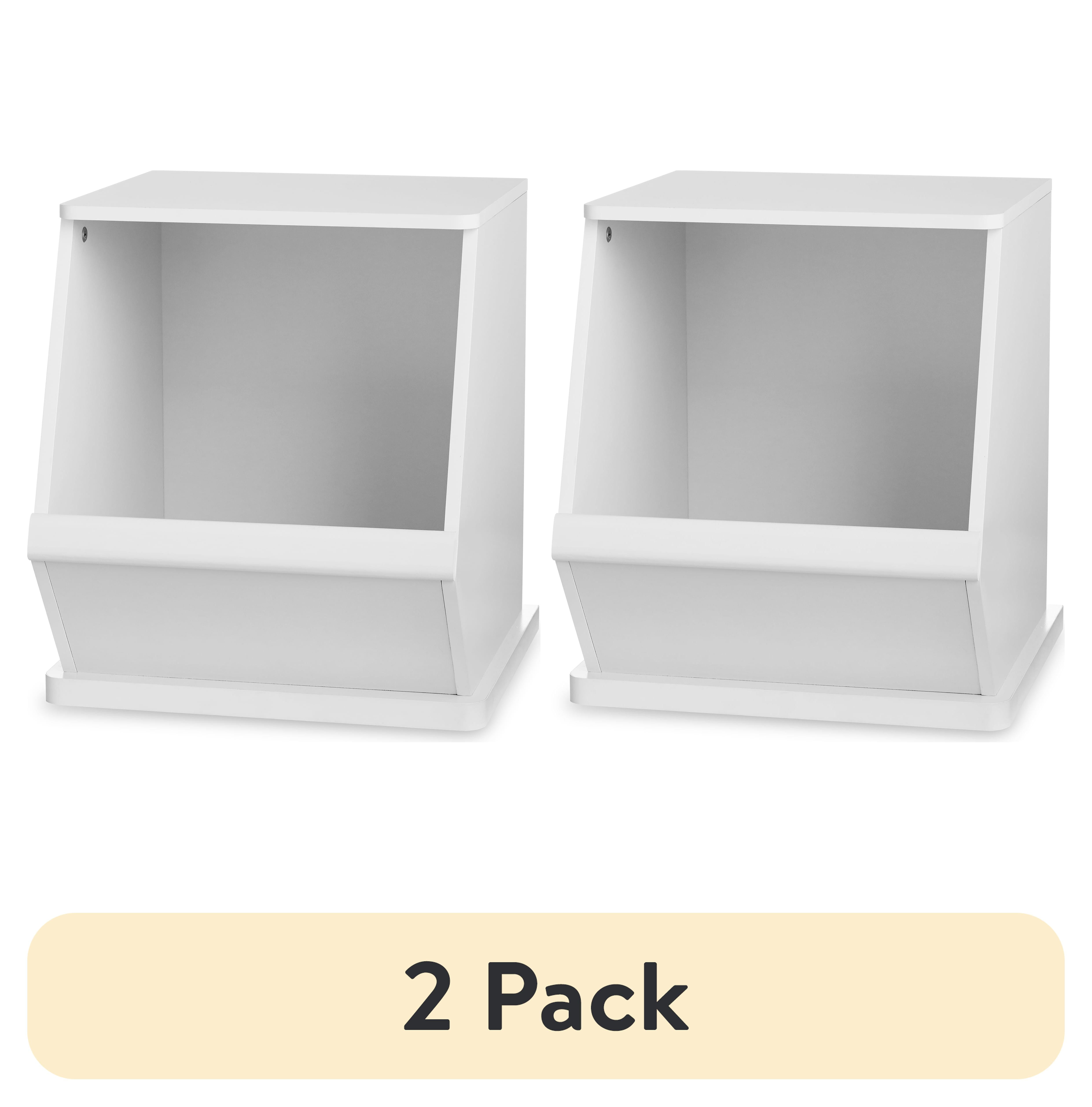(2 pack) Your Zone White Toy Box Stackable Storage Bin, White - Walmart.com