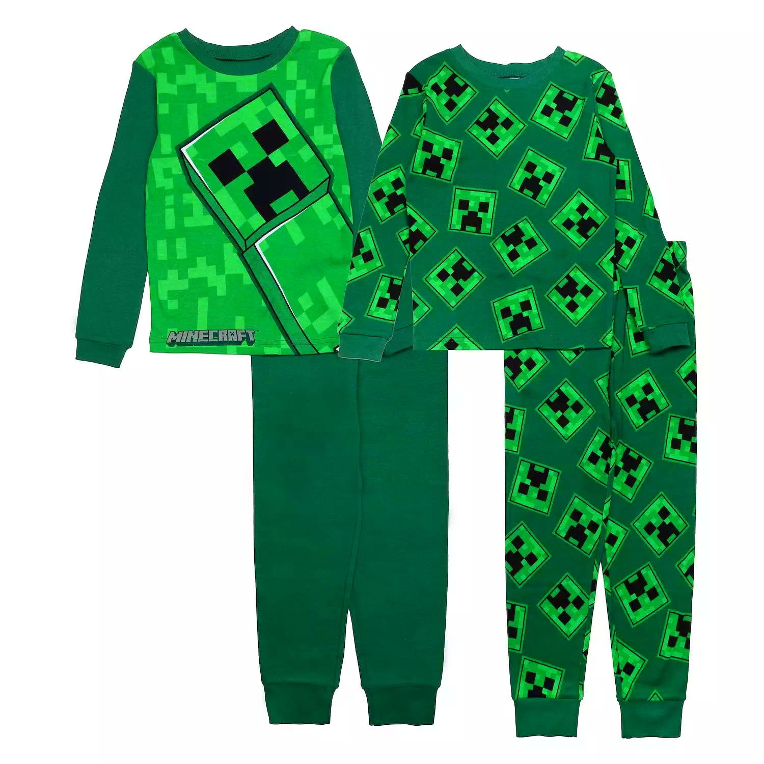 Minecraft Boys' 4-Piece Cotton Pajama Set, Surprise Creeper - Walmart.com
