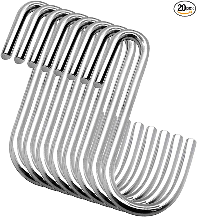 YourGift 20 Pack 4 Inch Heavy Duty S Hooks Silver S Shaped Hooks ...