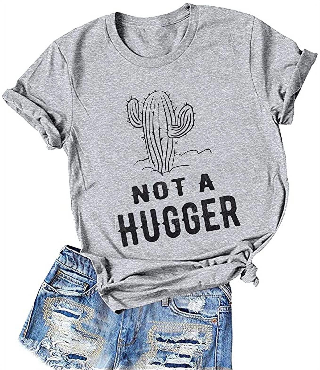 YourTops Women Not A Hugger T-Shirt Cactus Shirt (US L, 3-Grey ...