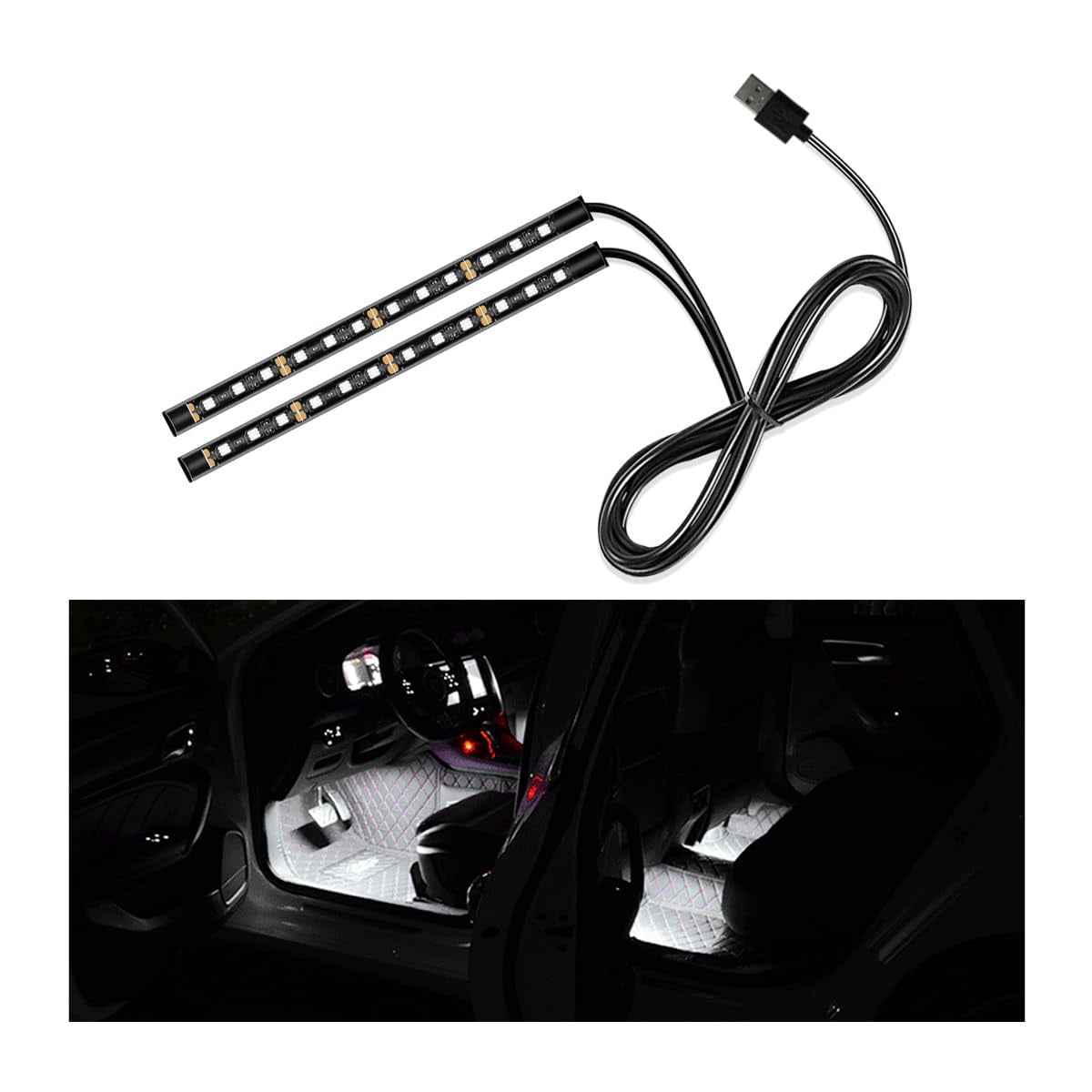Yourkar Car LED Strip Light, 24 LED Auto Interior Under Dash Atmosphere ...