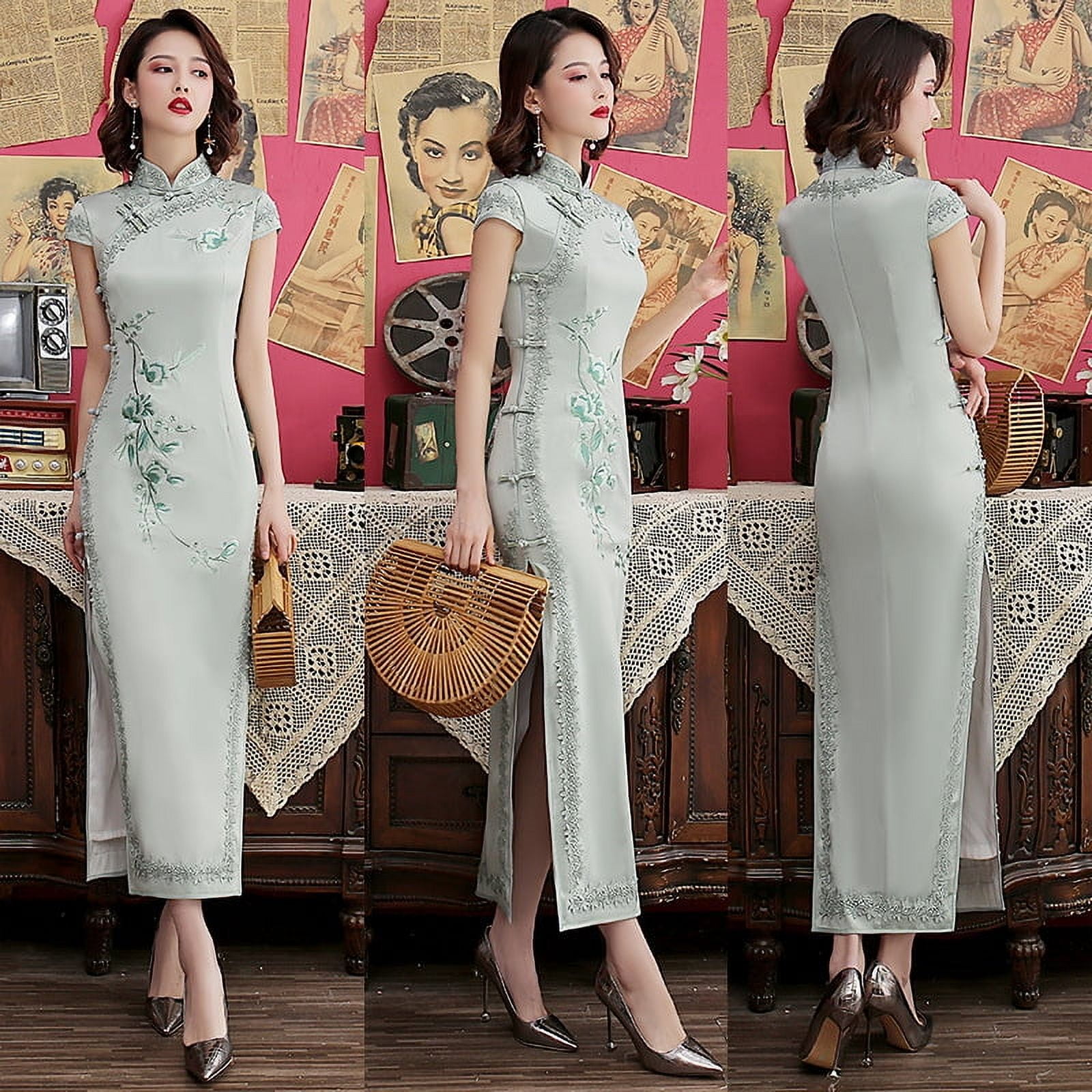 Yourqipao Chinese Embroidered Long Cheongsam 2025 New Lace Edge Qipao ...