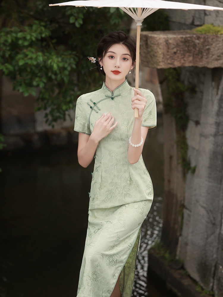 Yourqipao New Composite Lace Chinese Cheongsam Dress with Three-point ...