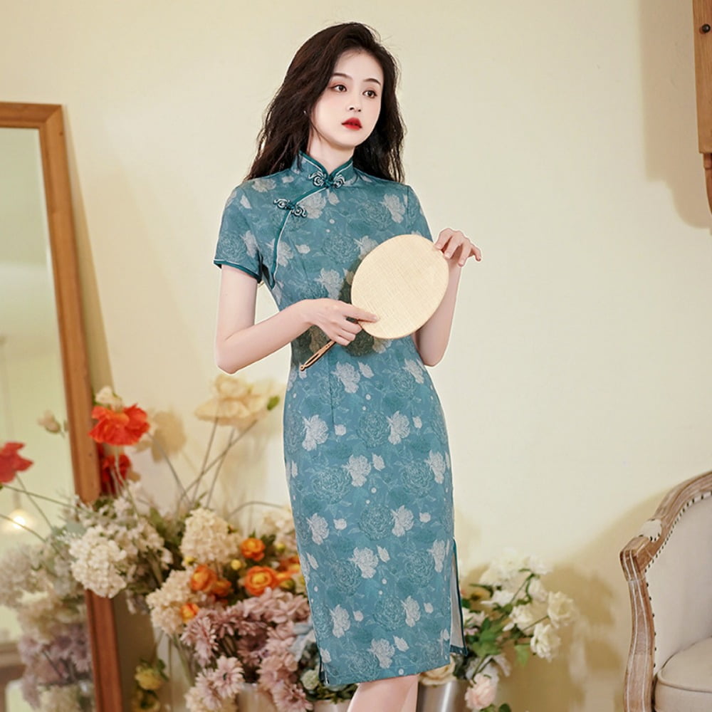 Yourqipao Summer Slim Fashion Retro Plus Size Cheongsam Chinese Style Evening Qipao Dress ...