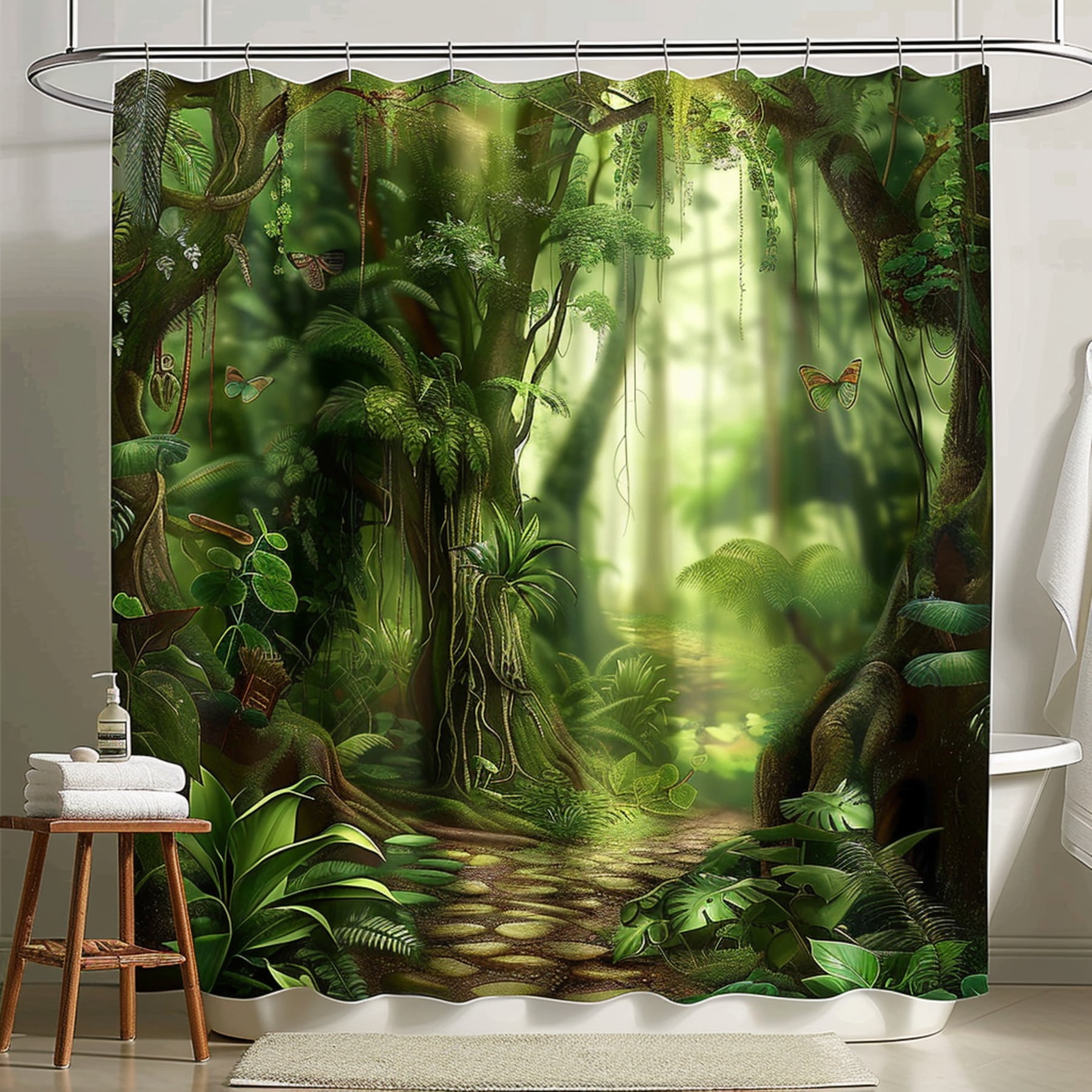 Yourself in a Rainforest Oasis with this Stunning Jungle Shower Curtain ...