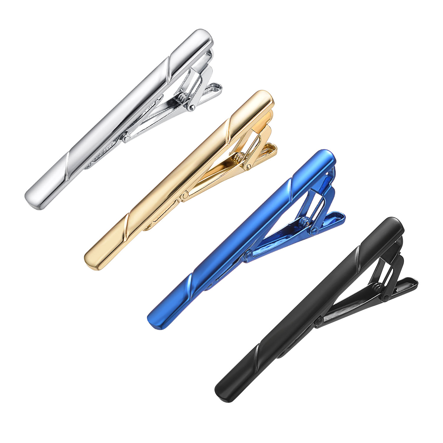 10 Pcs Tie Clips Set For Men Tie Bar Clip Black Silver Tone Gold Tone