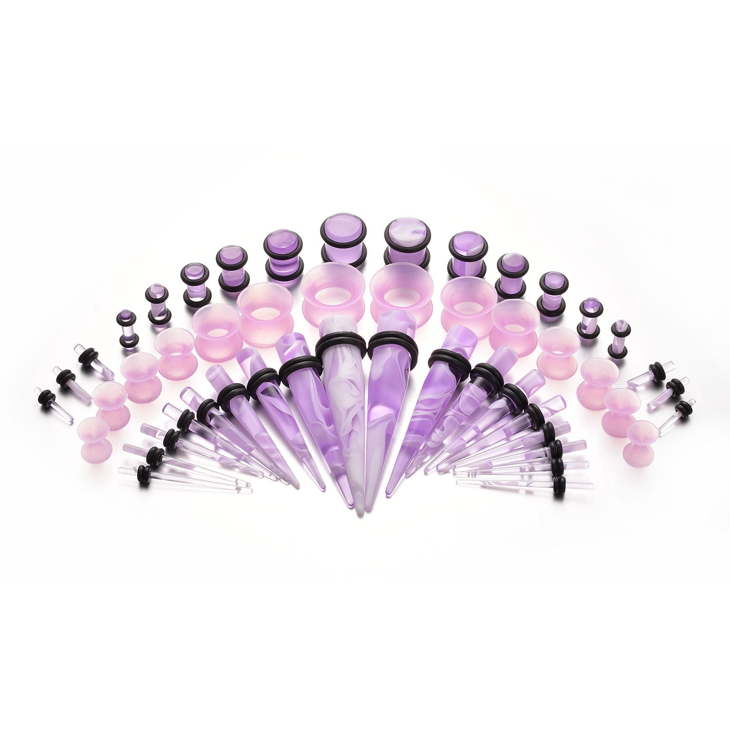 Yoursfs 50 Pieces Ear Stretching Kit 14G-00G Acrylic Tapers and Plugs ...