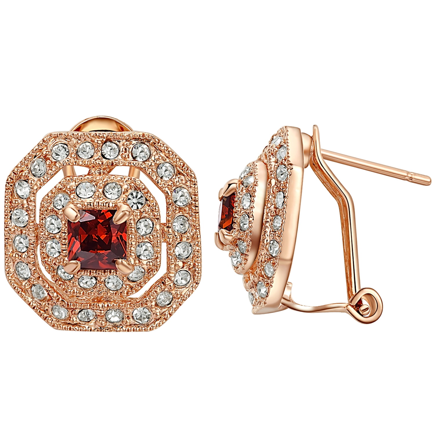 Yoursfs Gold Octagon Stud Earrings For Women Disco Fake Diamond Halo ...