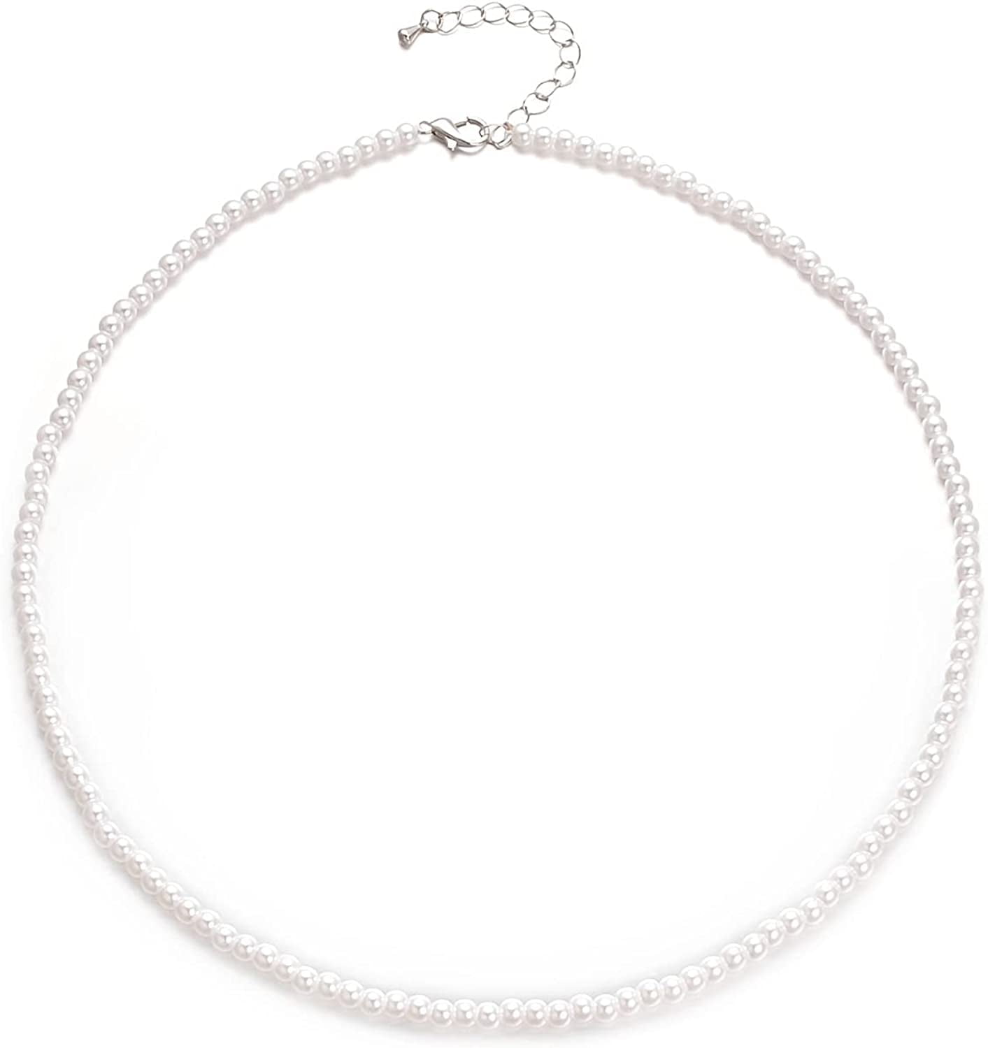 Yoursfs Tiny Pearl Choker Necklace for Women White Single Strand Pearl ...