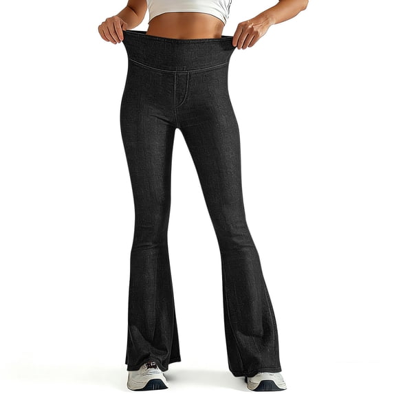 Yourumao Flare Jeans for Women Stretchy High Elastic Waist Jeans Tummy ...