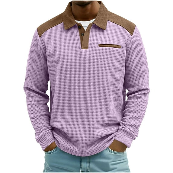 Yourumao Waffle Knit Tops for Men Button Up Henley Shirts Loose Laple ...