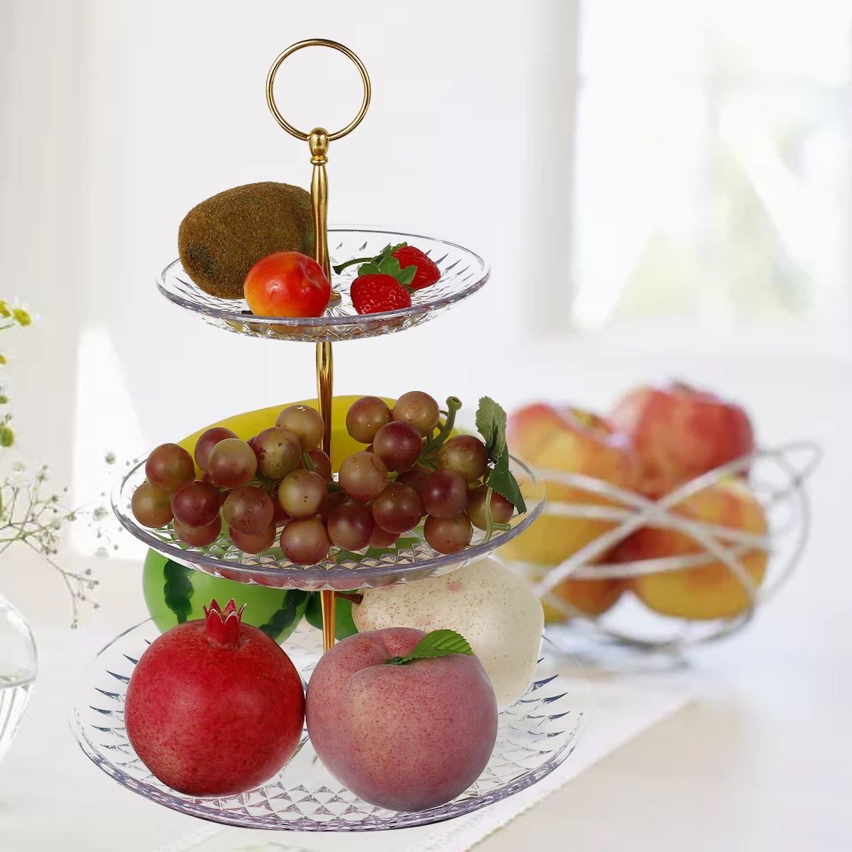 Yous Auto 3 Tiers Cake Display Stand Round Food Server Display ...