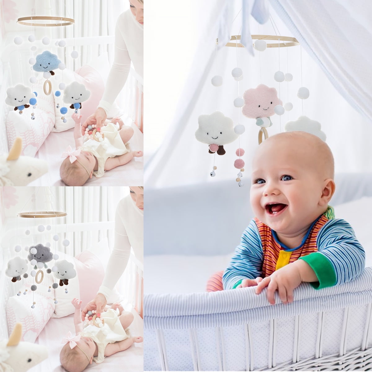 Yous Auto 7.9x19.7inch Mobile Wind Chime w/Cloud Doll Hanging Bed Bell ...