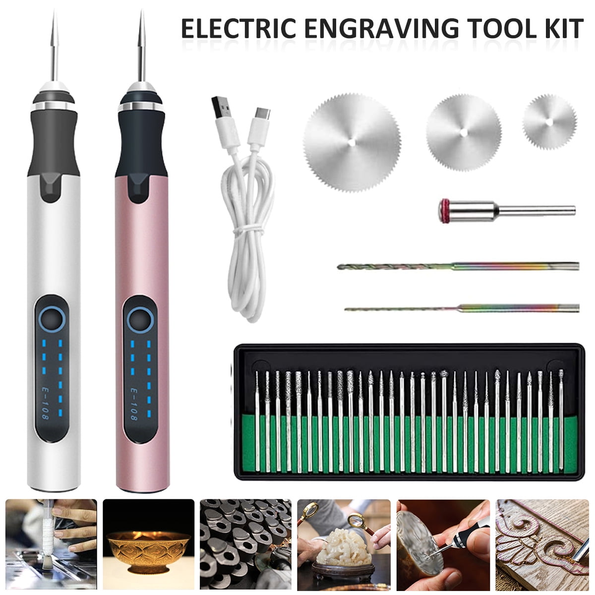 Yous Auto Rotary Tool Rechargeable Engraving Pen with 300mAh Battery ...